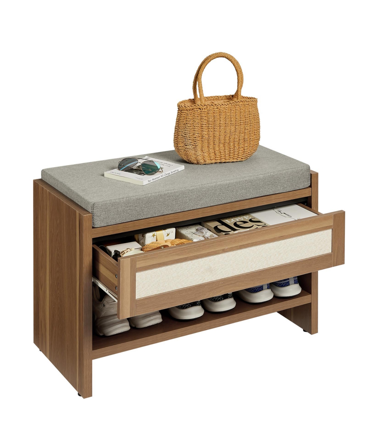 Click here for homfan Rattan Entryway Shoe Bench with Storage Dra... prices
