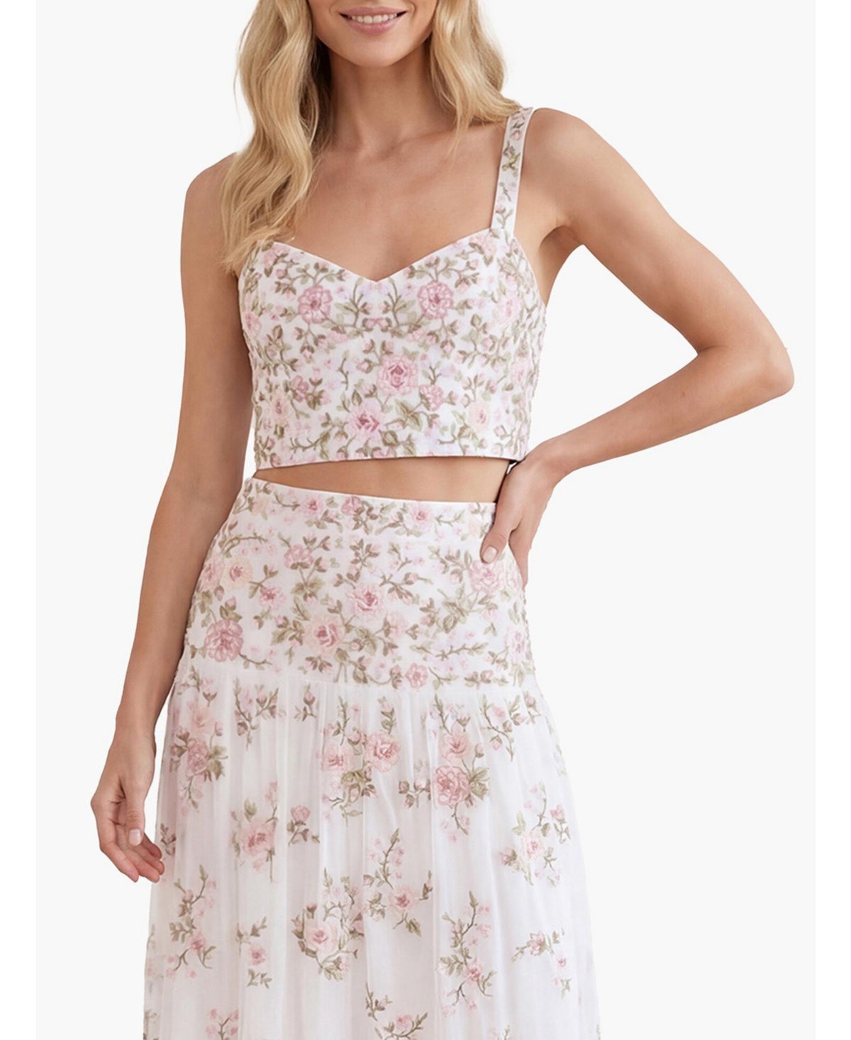 Click here for Needle & Thread Womens Eden Rose Sweetheart Crop T... prices