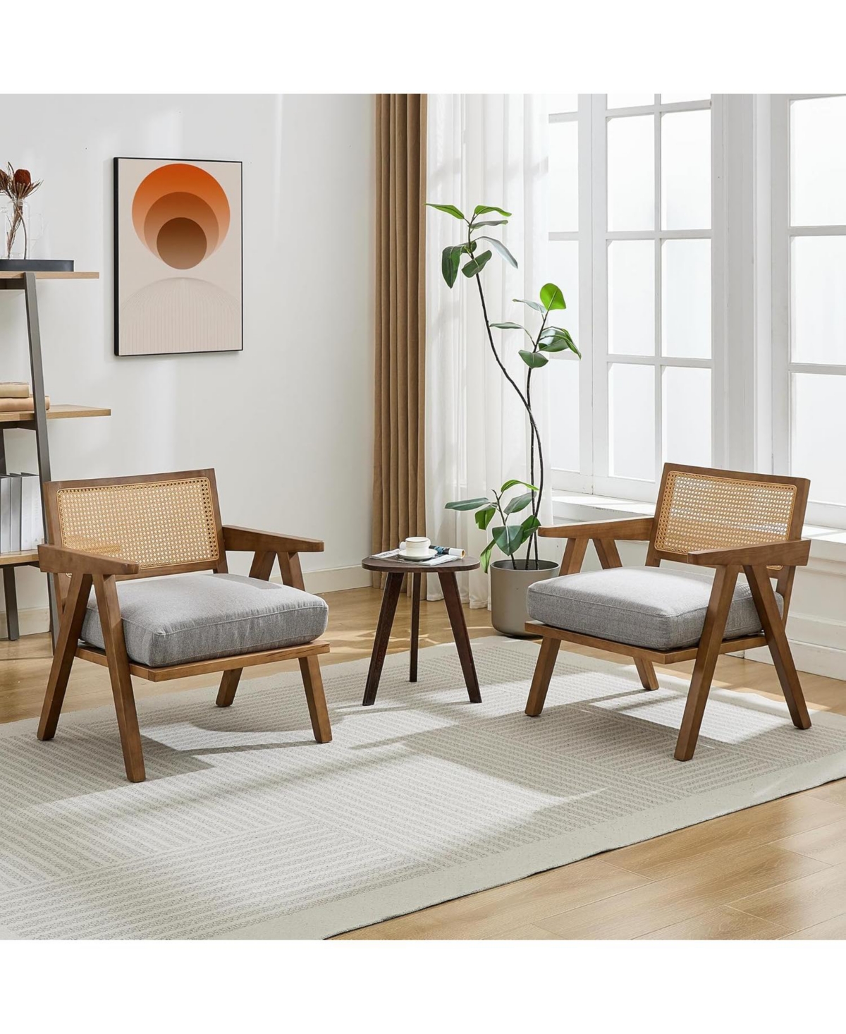 Click here for gaomon Mid Century Accent Chairs Set of 2  Rattan... prices