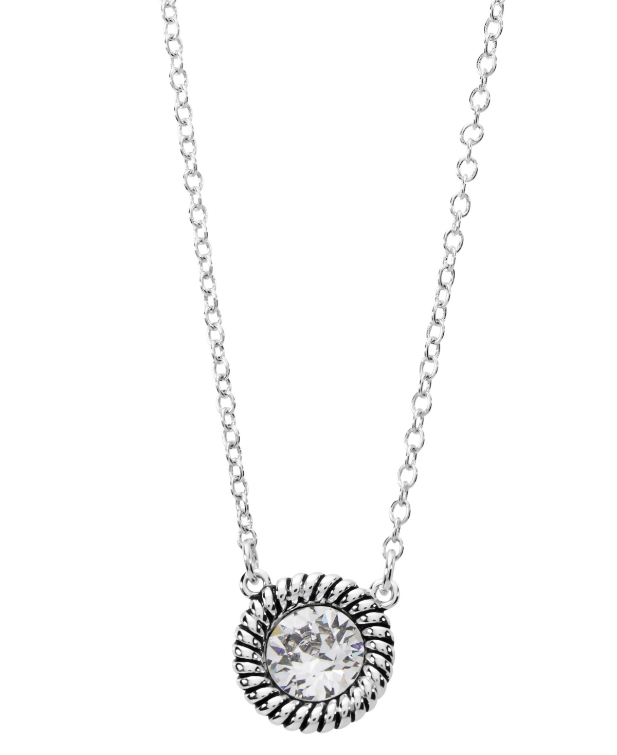 Click here for Macys Sterling Silver 18 Crystal Rope Edge Necklac... prices