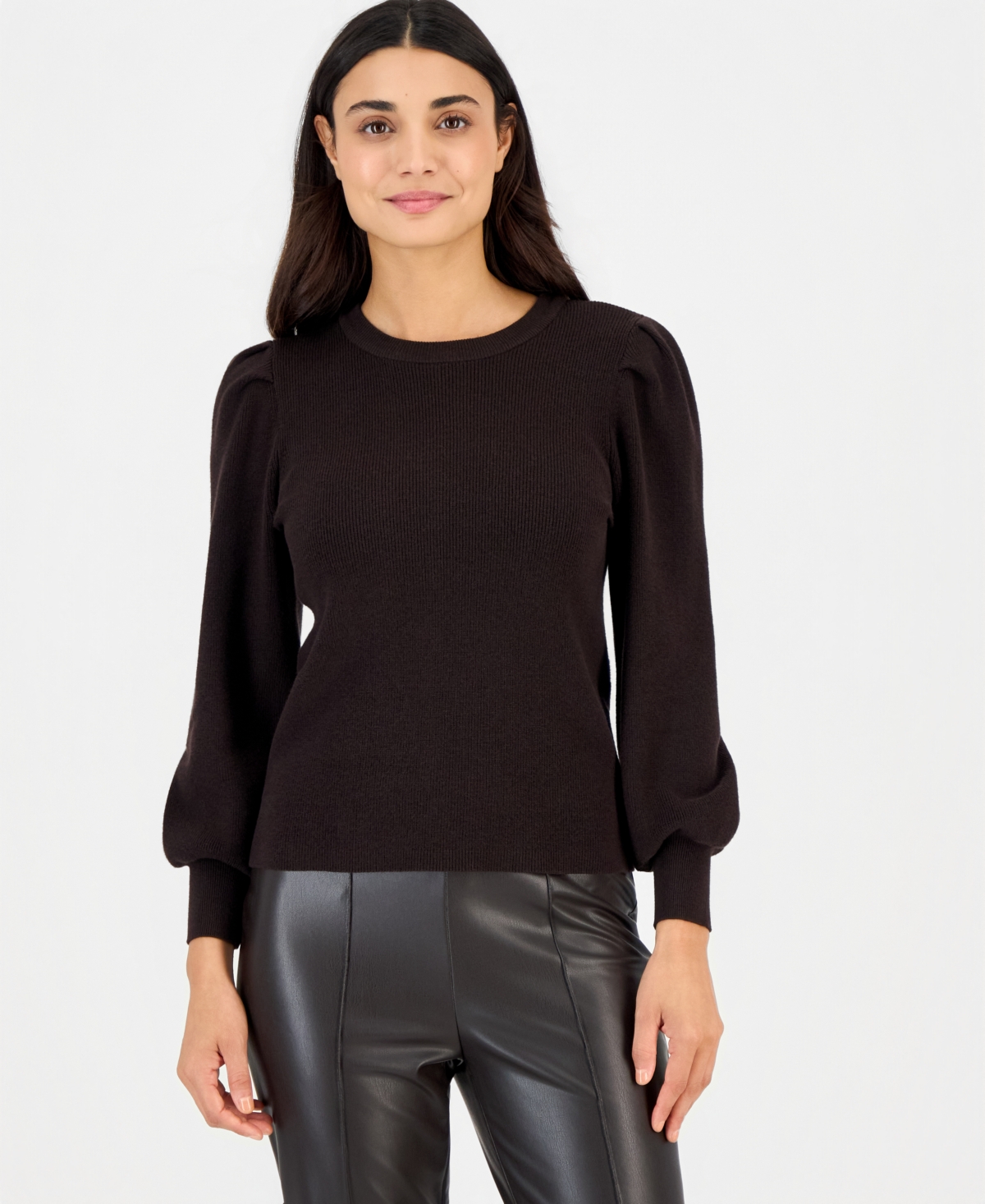 Click here for Anne Klein Essentials Womens Petite Puff-Sleeve Cr... prices