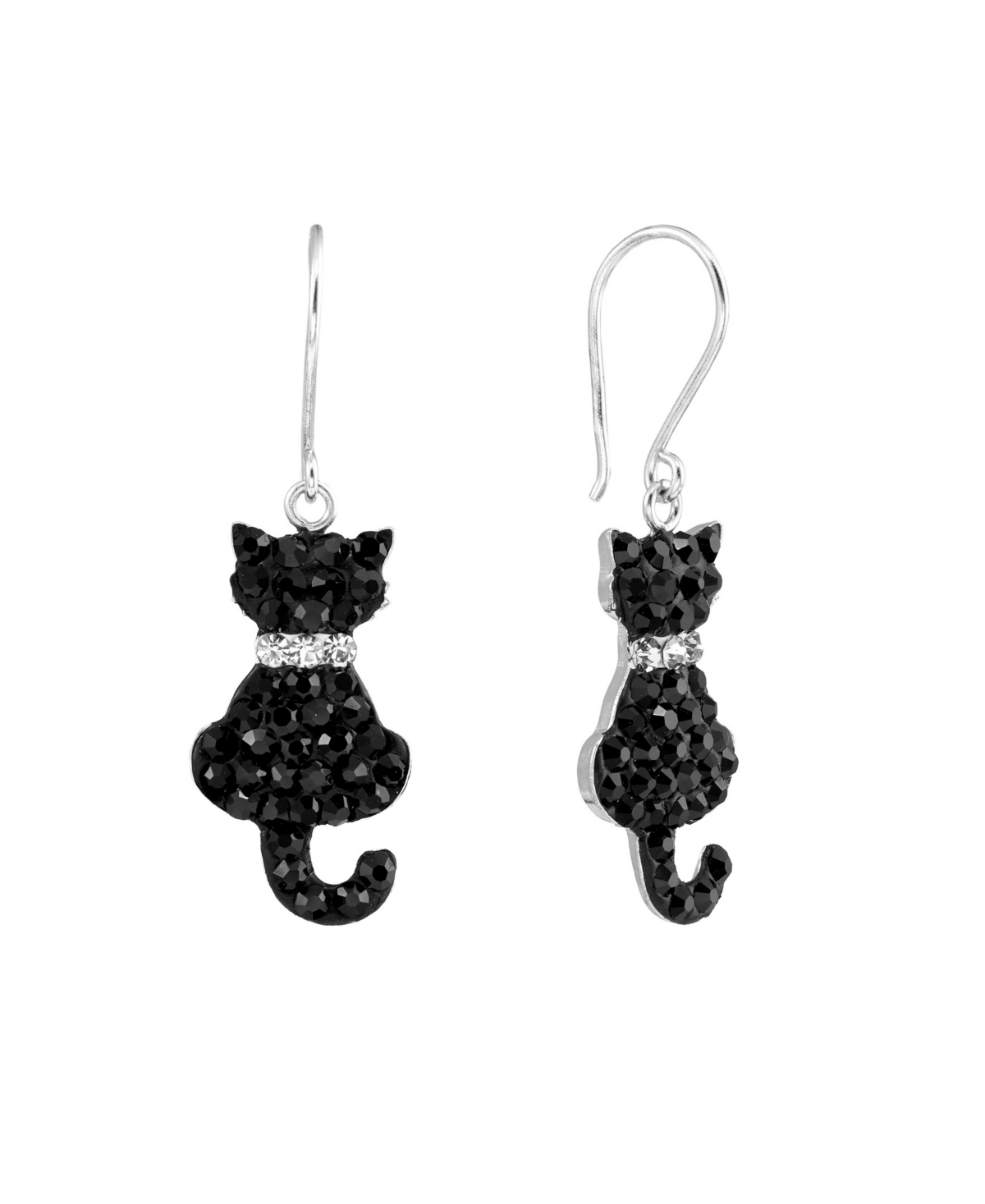 Click here for Macys Crystal Pave Cats Drop Earrings - Silver prices