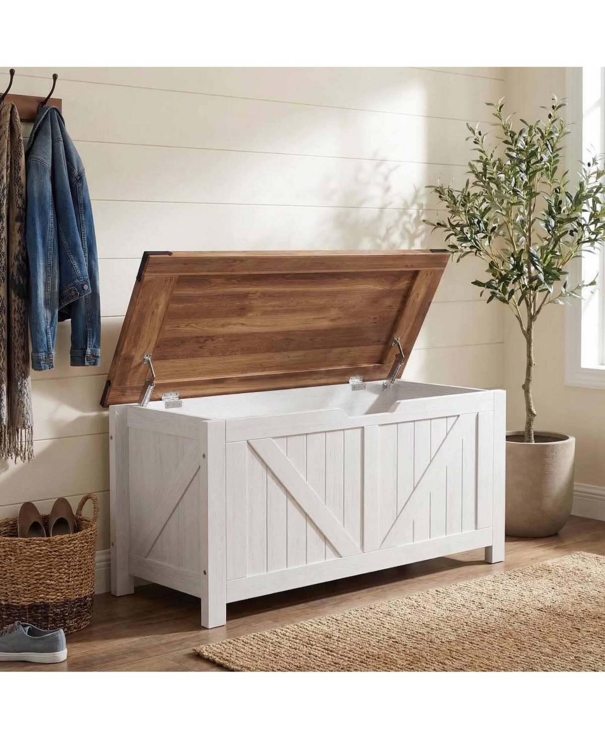 Click here for homfan Storage Bench  39 Inch Wood Lift Top Entryw... prices