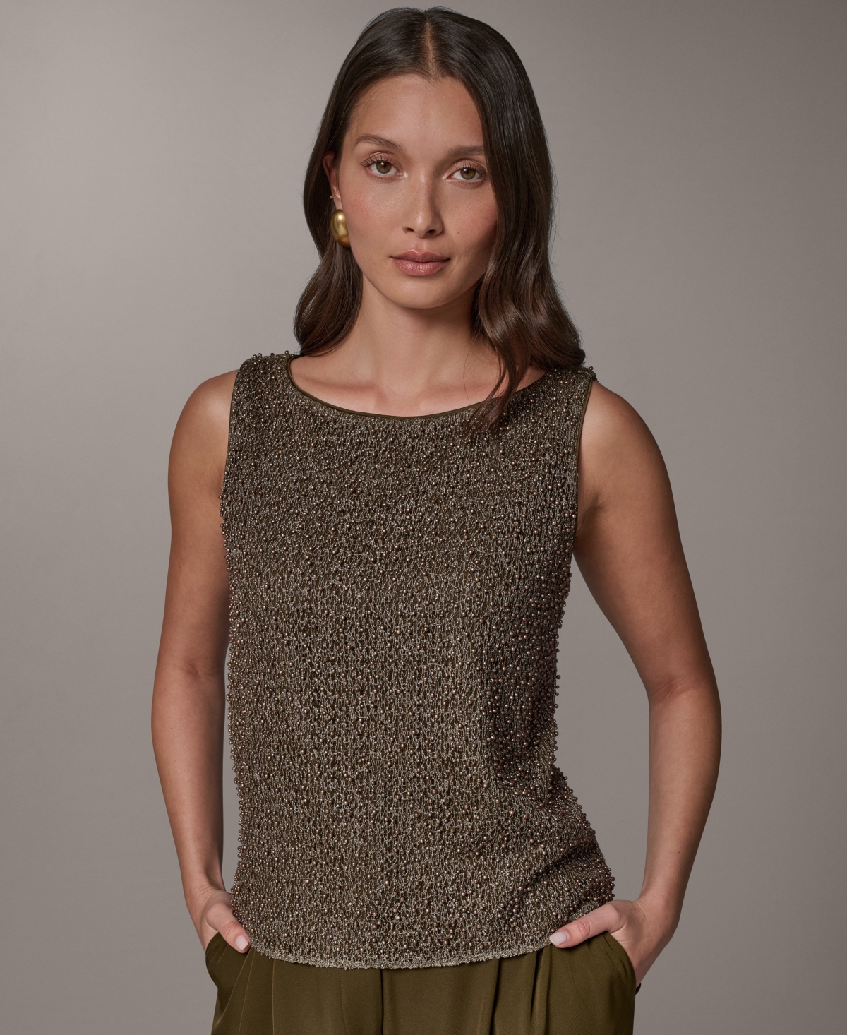 Click here for Donna Karan New York Womens Boat Neck Sleeveless T... prices