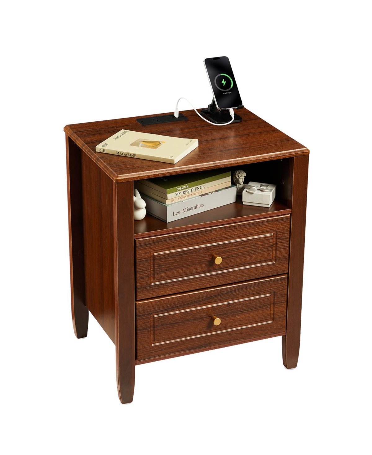 Click here for gaomon Modern 2-Drawer Nightstand with Charging St... prices