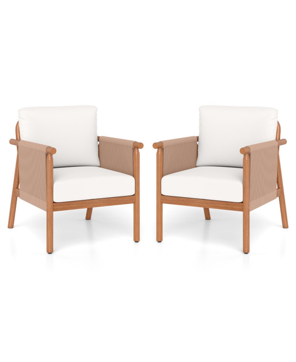 Click here for Sugift Set of 2 Acacia Wood Patio Chairs with Wove... prices