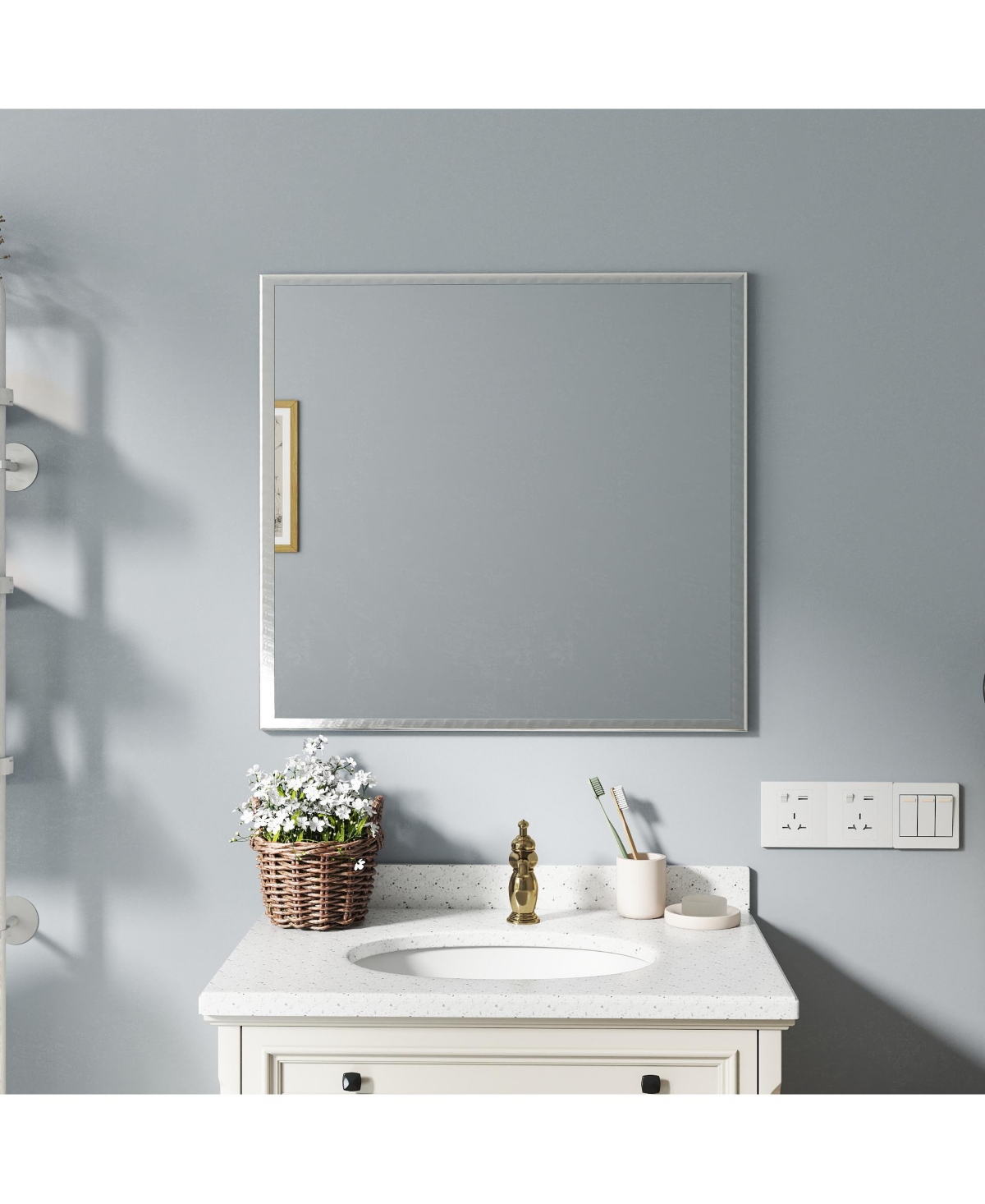 Click here for Midola Large 32 Inch Aluminum Bathroom Wall Mirror... prices