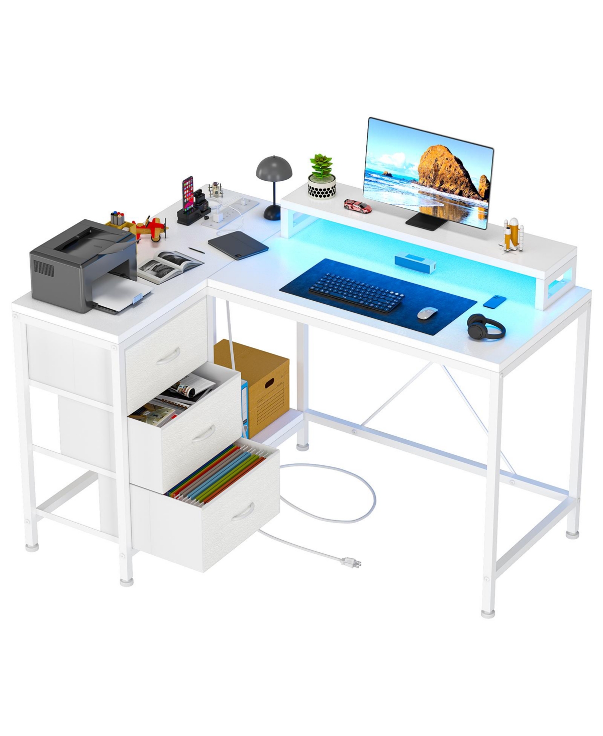 Click here for homfan L Shaped Computer Desk with Power Outlets a... prices