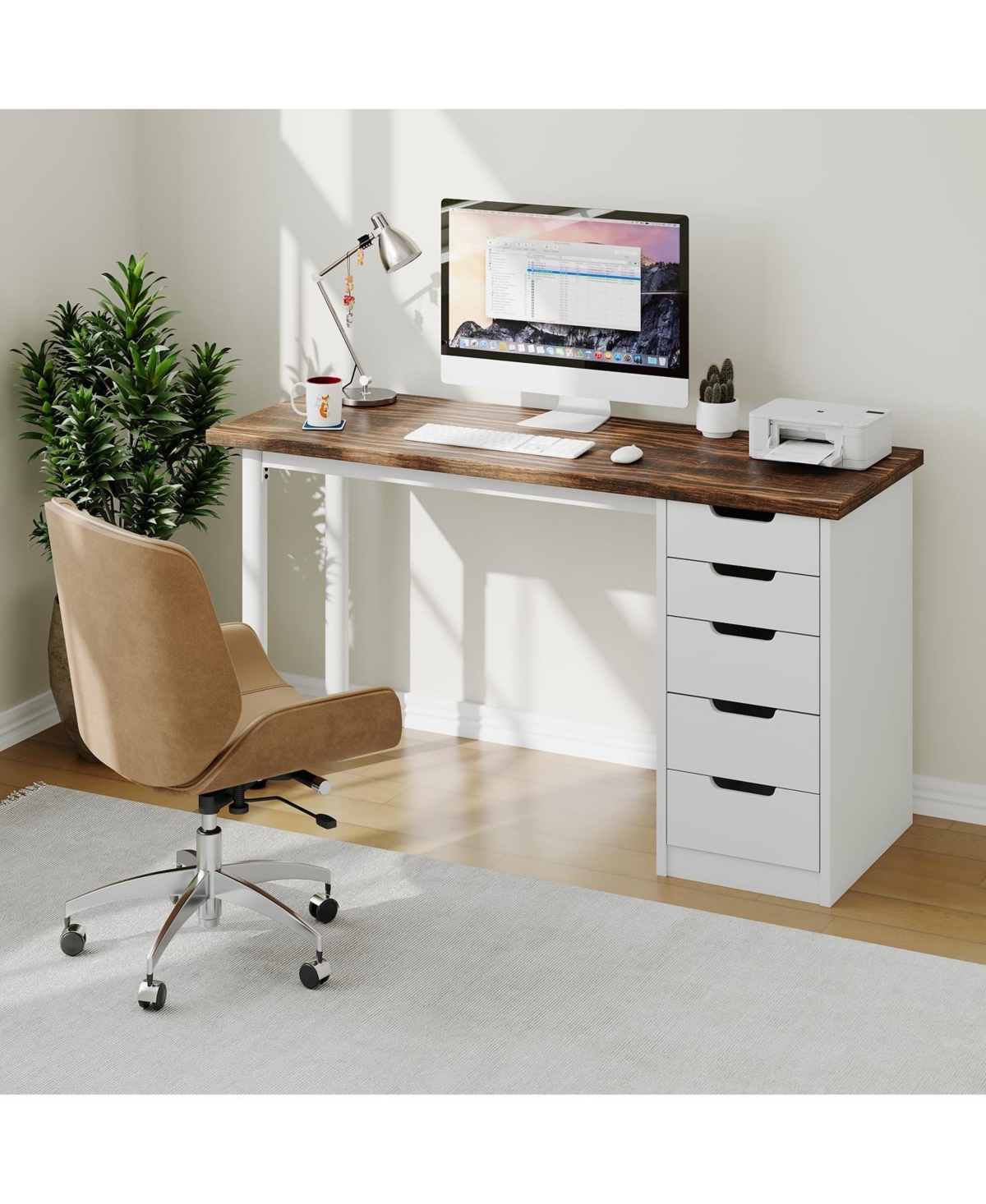 Click here for homfan Computer Desk with 5 Drawers  Home Office W... prices