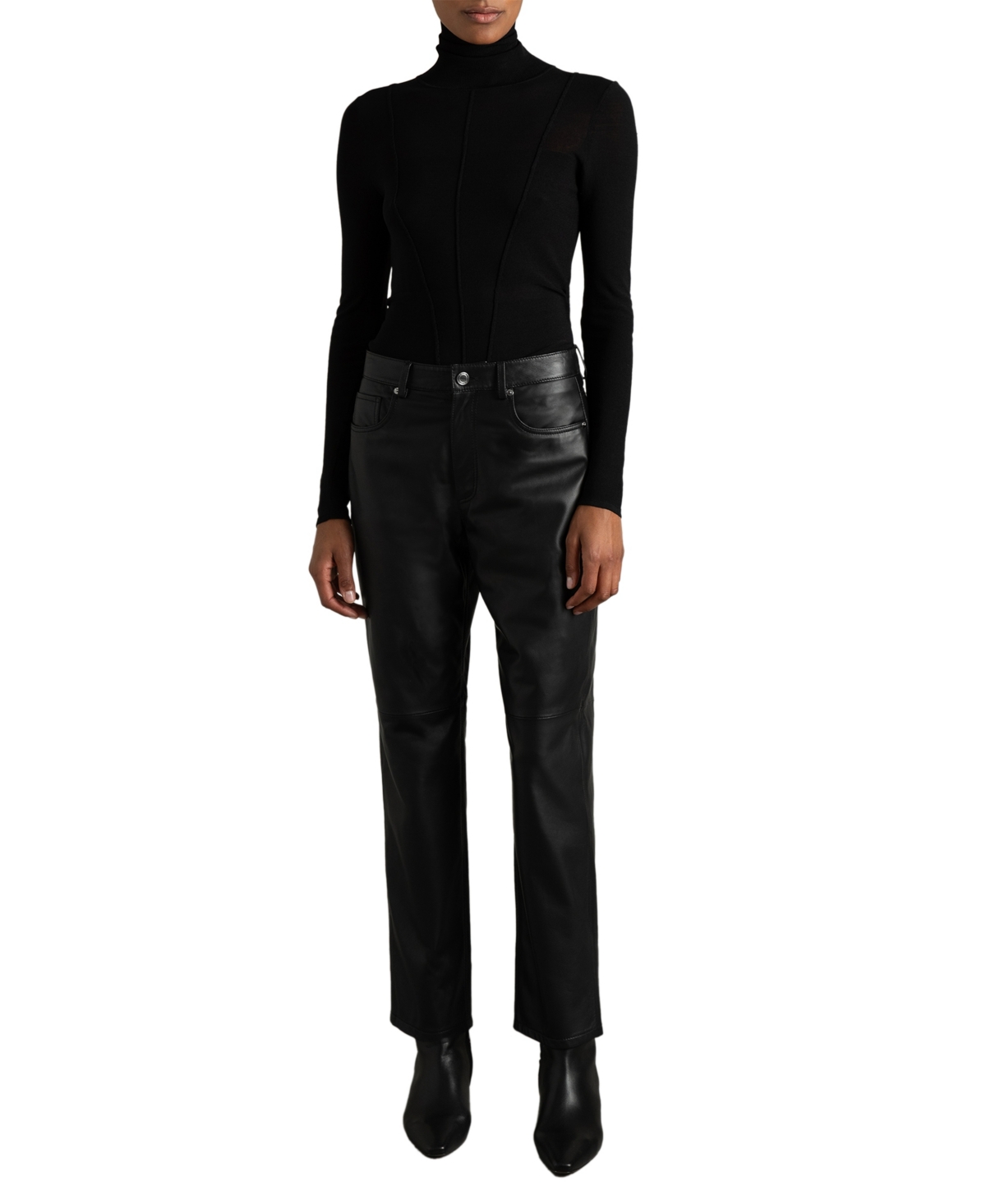 Click here for Reiss Womens Petite Verona Slim-Leg Leather Pants... prices