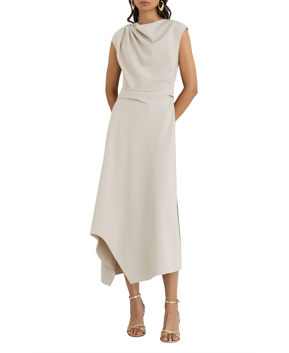 Click here for Reiss Womens Camilla Cowl Neck Sleeveless Asymmetr... prices