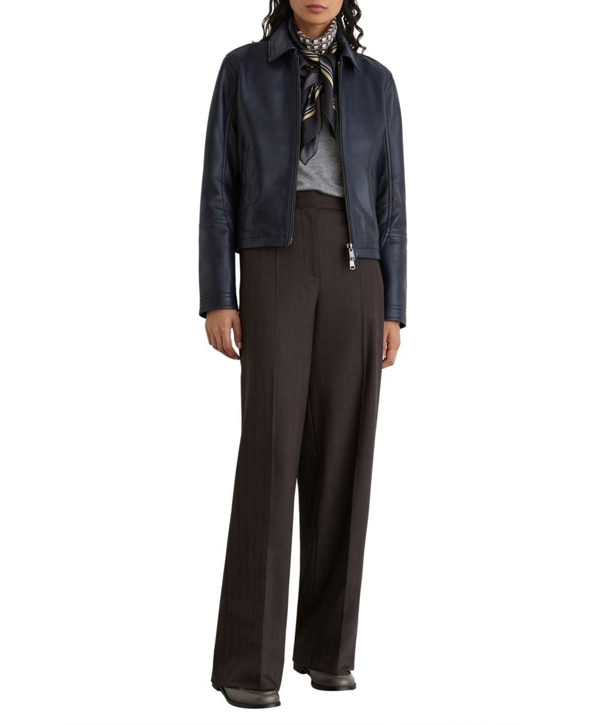 Click here for Reiss Womens Sorina Moto Leather Zip-Through Jacke... prices