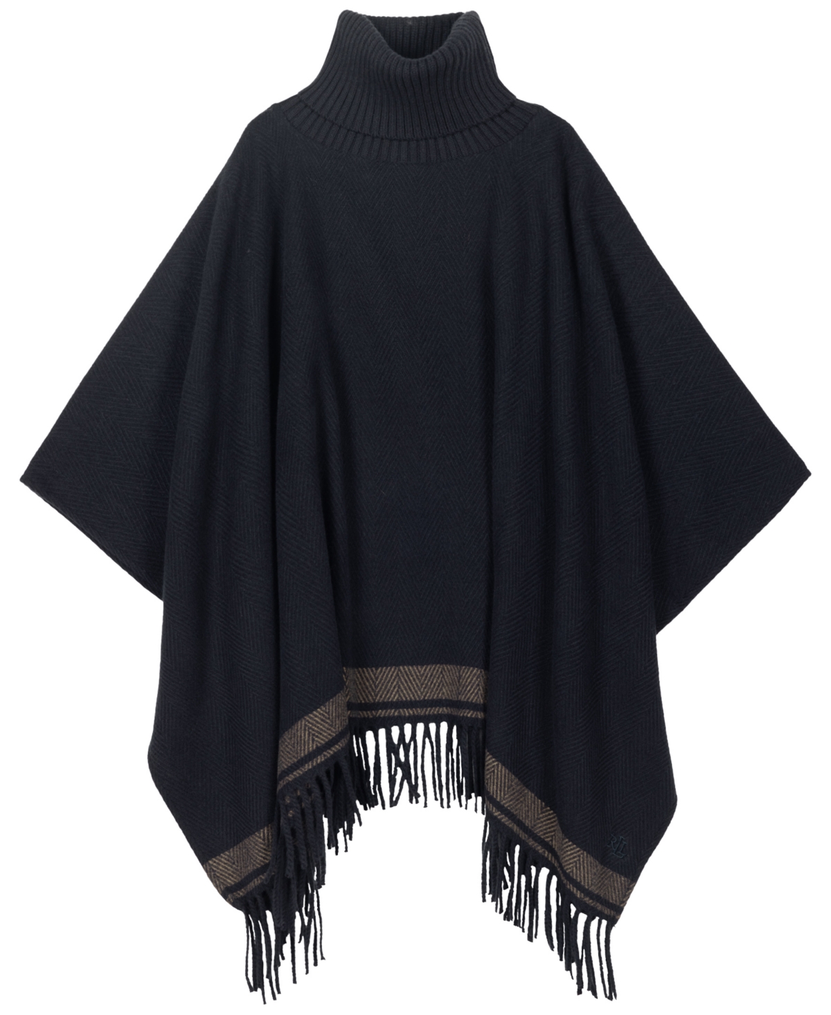 Click here for Lauren Ralph Lauren Woven Knit Collar Ruana - Navy... prices