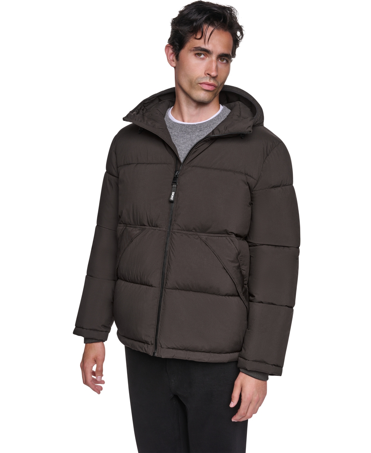 Click here for Dkny Mens Stretch Heavyweight Hooded Classic-Fit P... prices