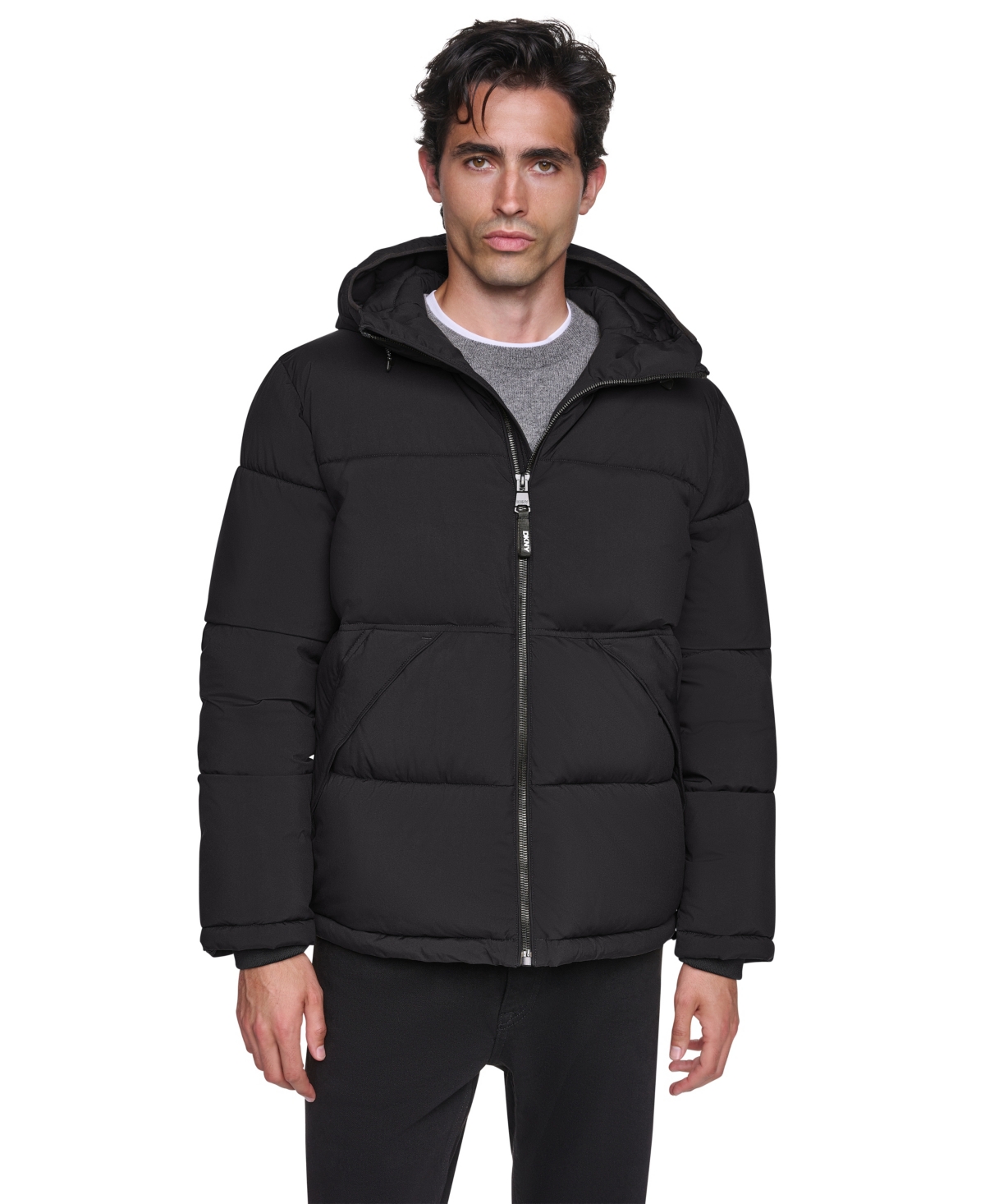 Click here for Dkny Mens Stretch Heavyweight Hooded Classic-Fit P... prices