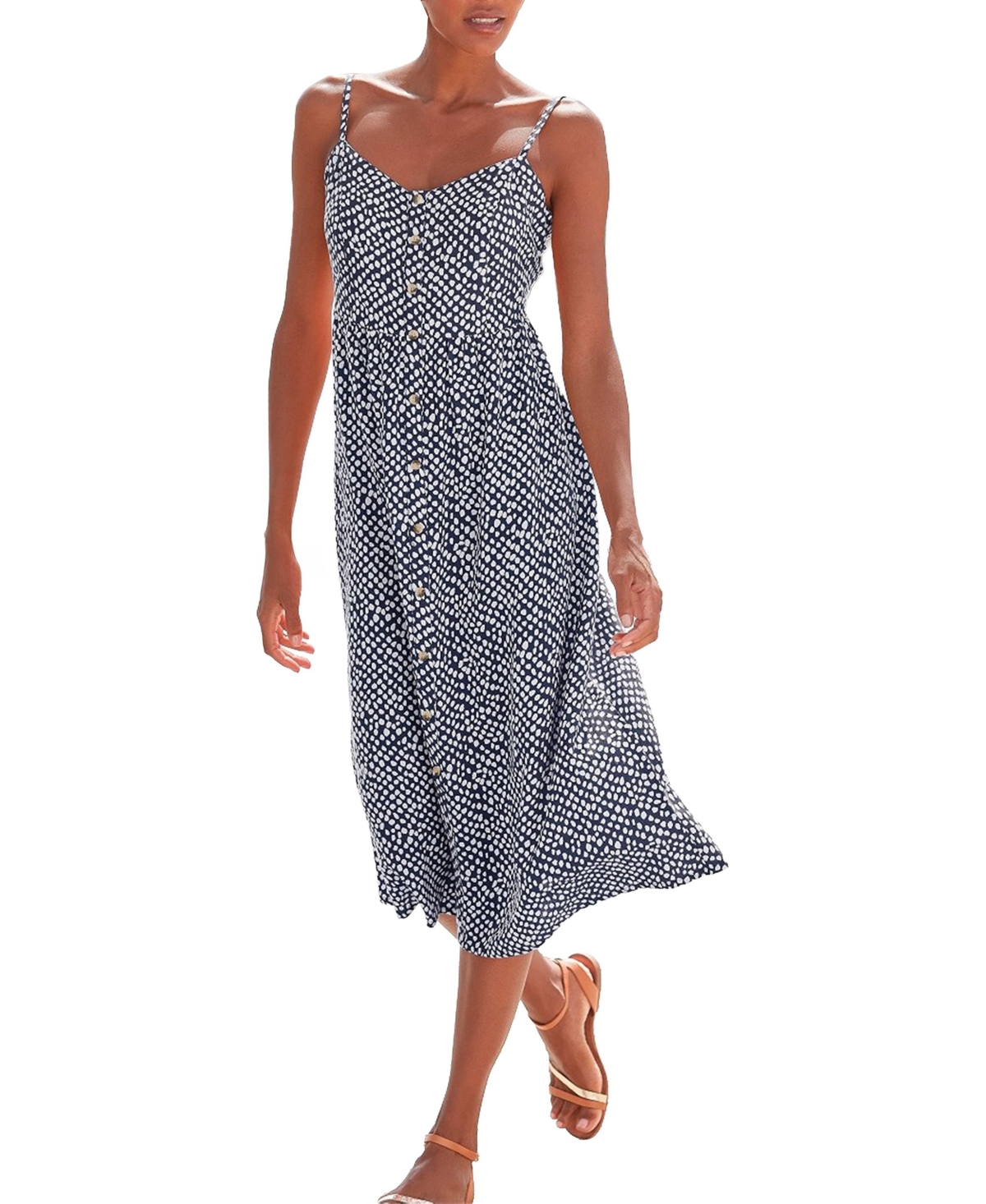 Click here for Lascana Womens Button Up Panel Dress - Navy ivory prices