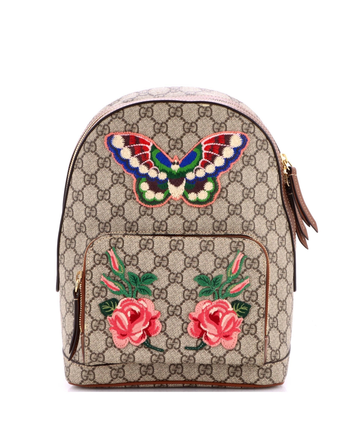 Click here for Pre-Owned Gucci Small Zip Pocket Backpack Embroide... prices