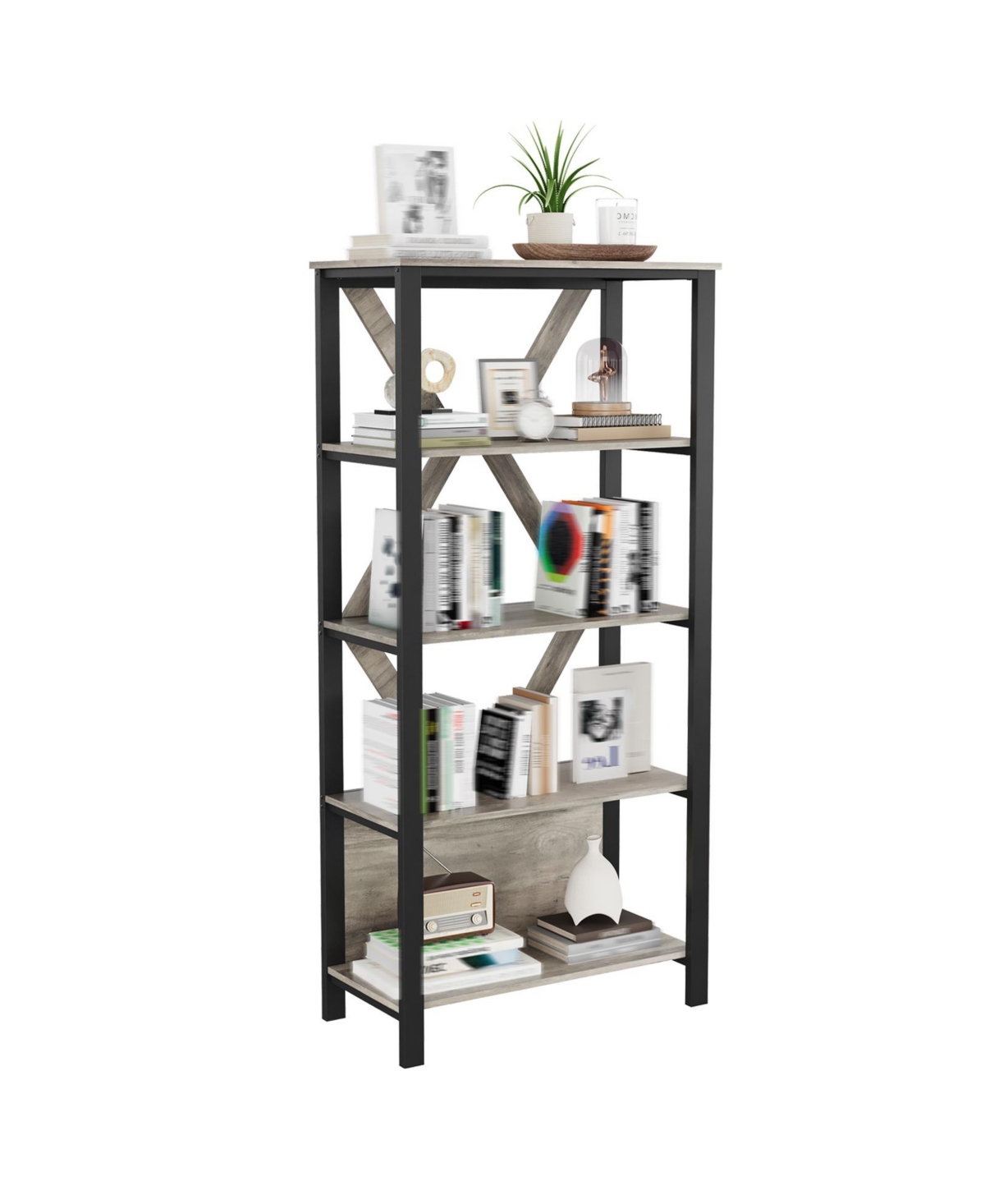 Click here for homfan Rustic 5-Tier Led Bookcase with App-Control... prices