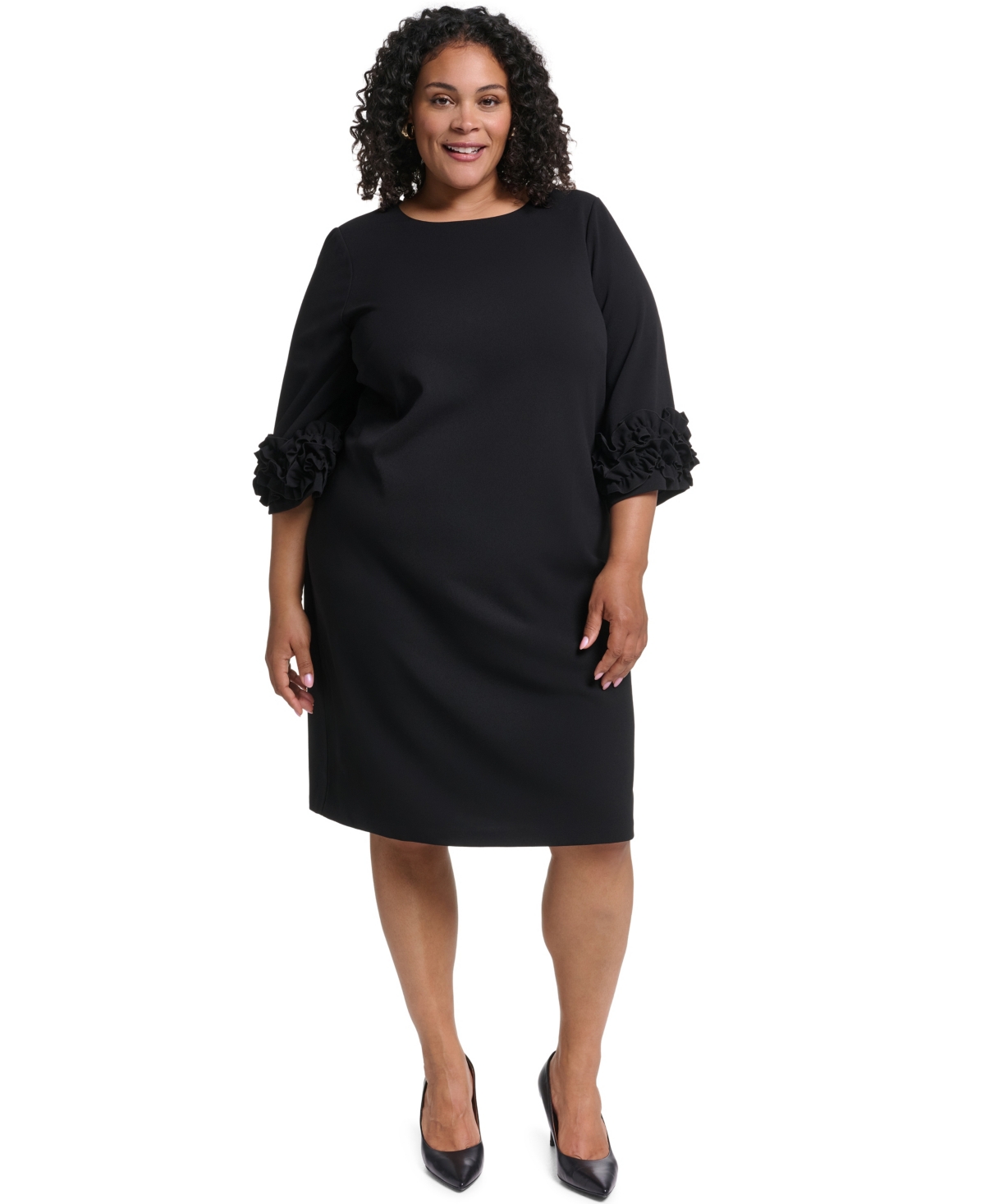 Click here for Jessica Howard Plus Size Ruffle Sleeve Jewel Neck... prices
