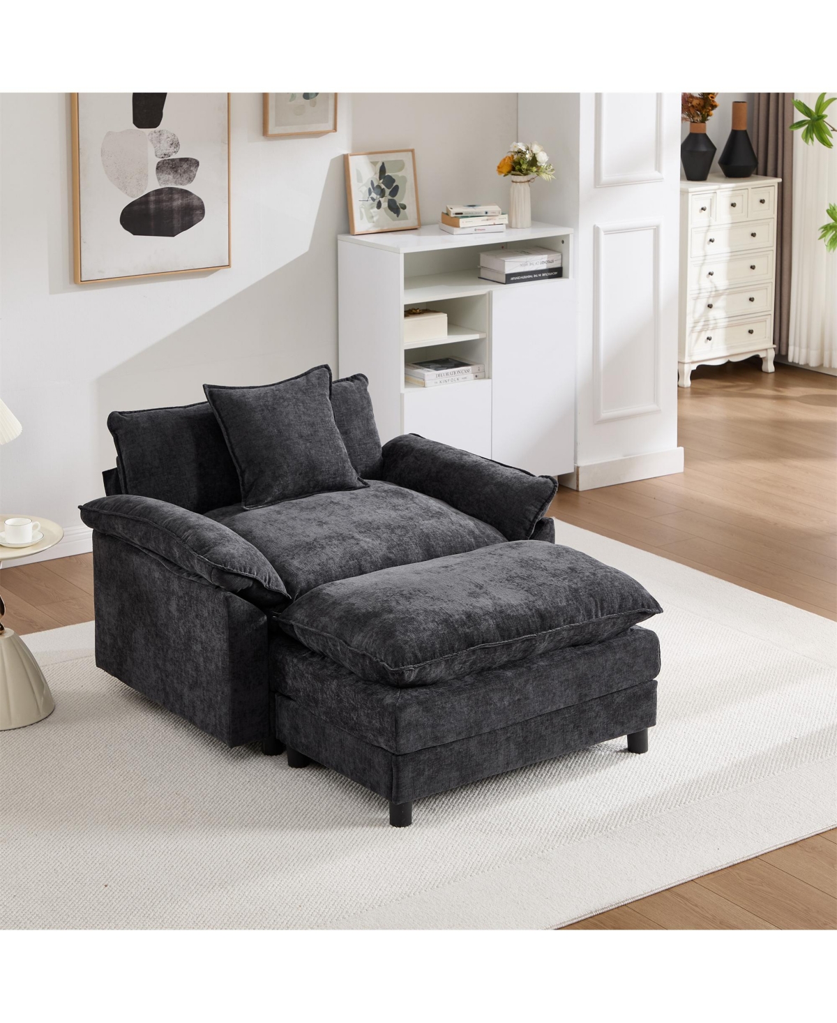 Click here for Clihome 44.5 Inch Modern Chenille Accent Chair wit... prices