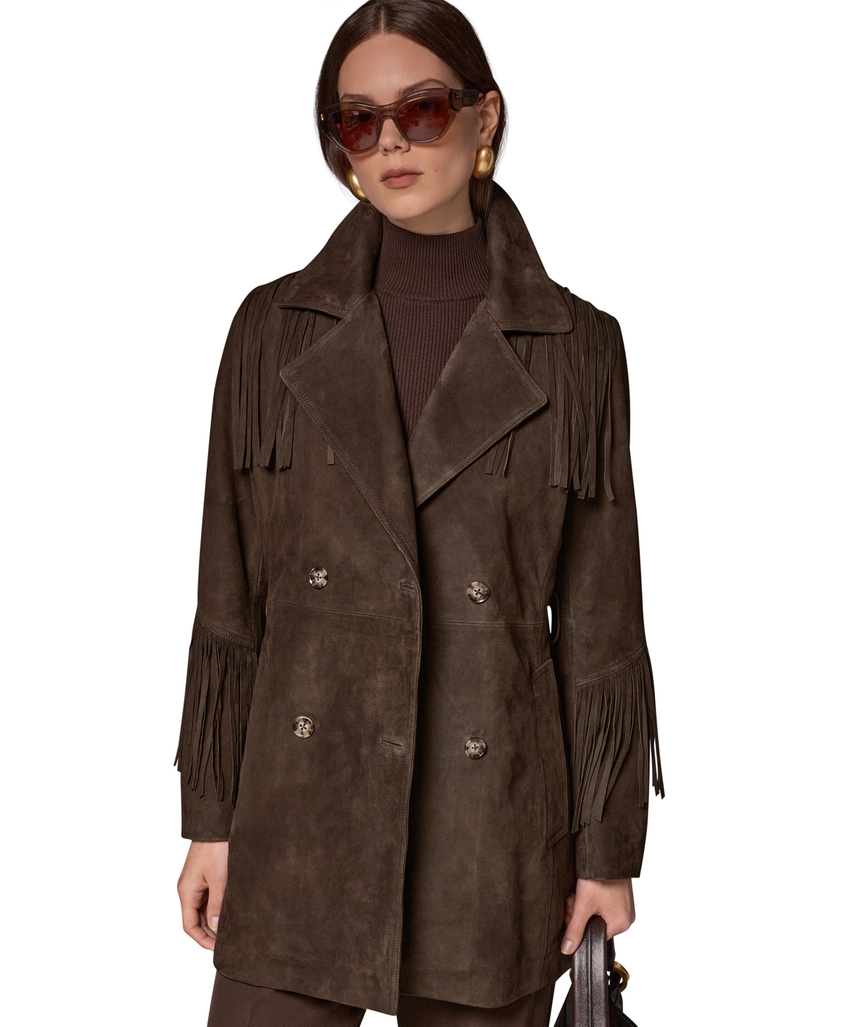 Click here for Donna Karan New York Womens Suede Trench with Frin... prices