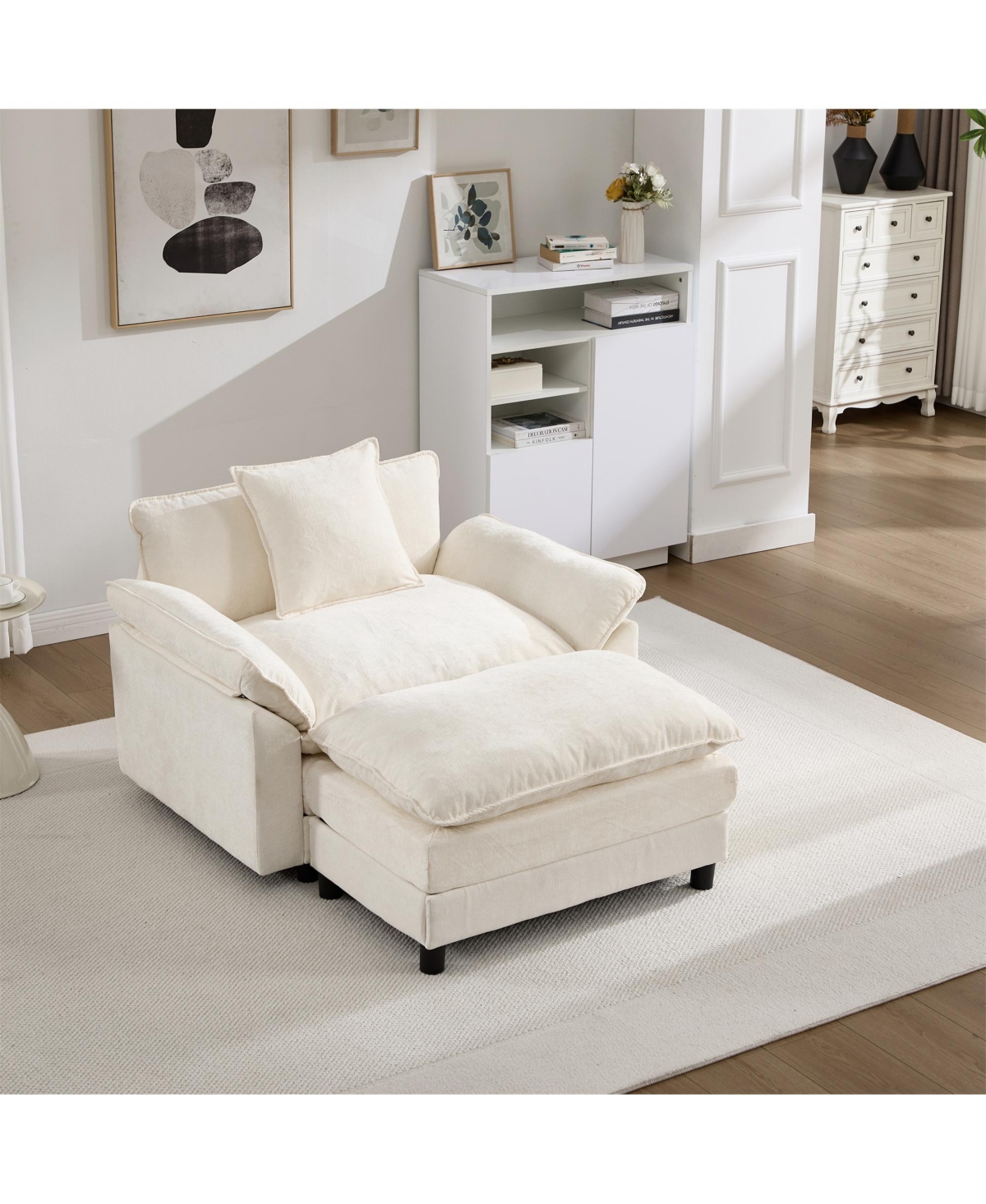 Click here for Clihome 44.5 Inch Modern Chenille Accent Chair wit... prices