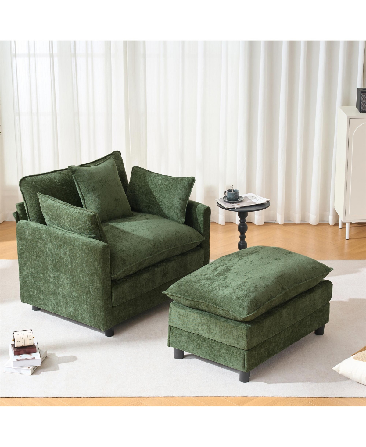 Click here for Clihome 39.4 Modern Chenille Accent Chair with Foo... prices