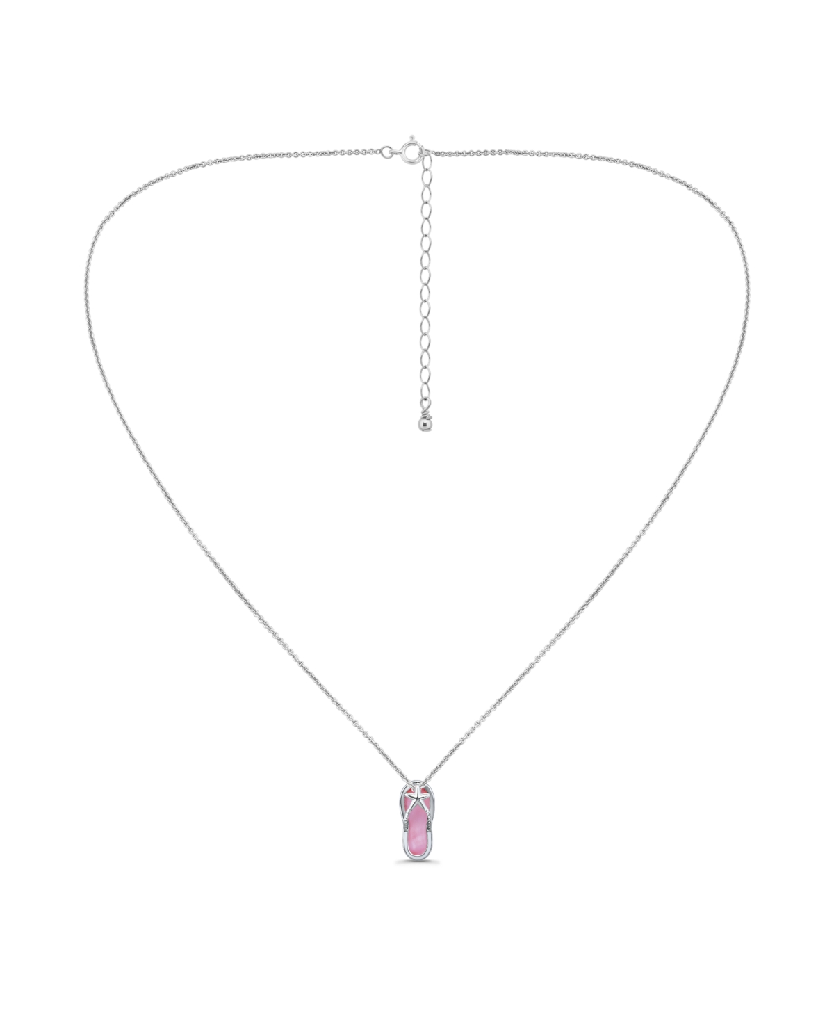 Click here for Macys Pink Shell Inlay Fine Silver-Plated Flip Flo... prices