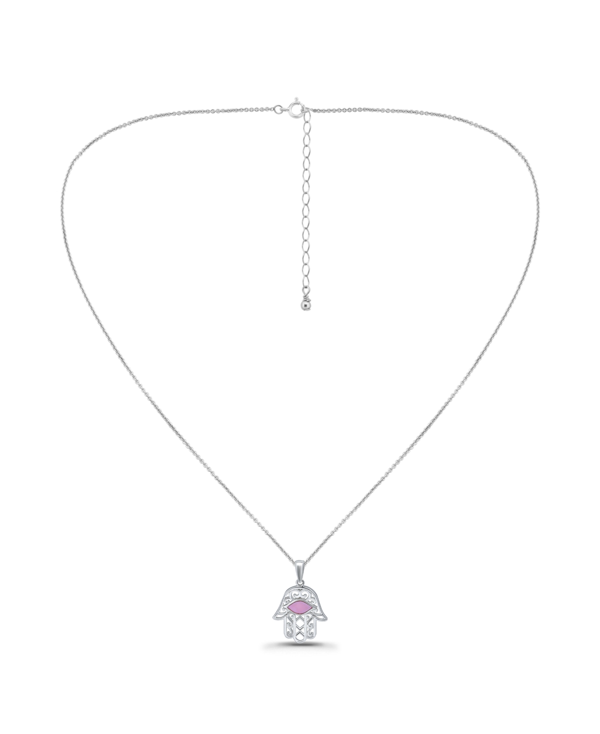 Click here for Macys Pink Shell Inlay Fine Silver-Plated Hamsa Pe... prices