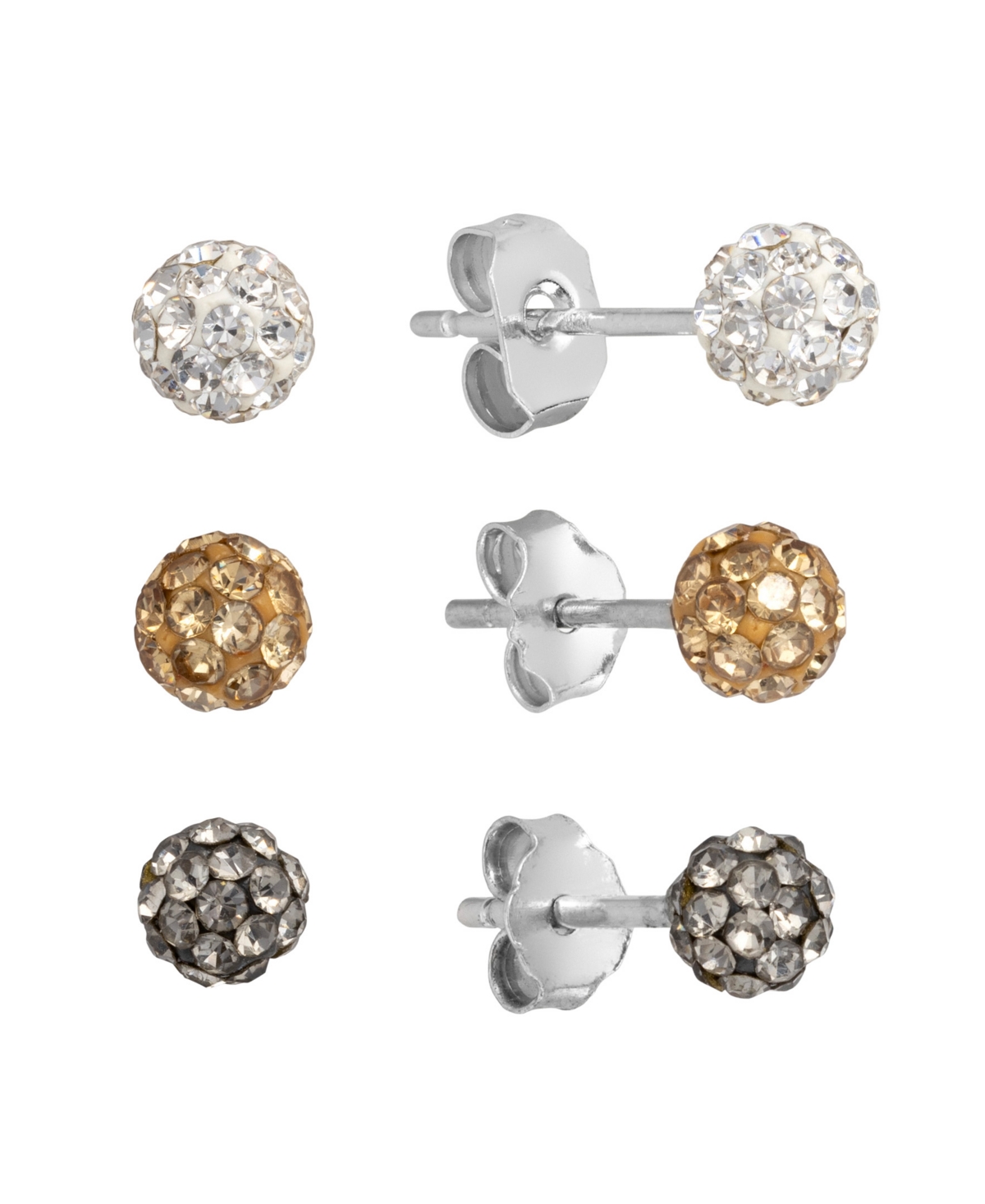 Click here for Macys Crystal Pave 4mm Ball Trio Stud Earrings - B... prices