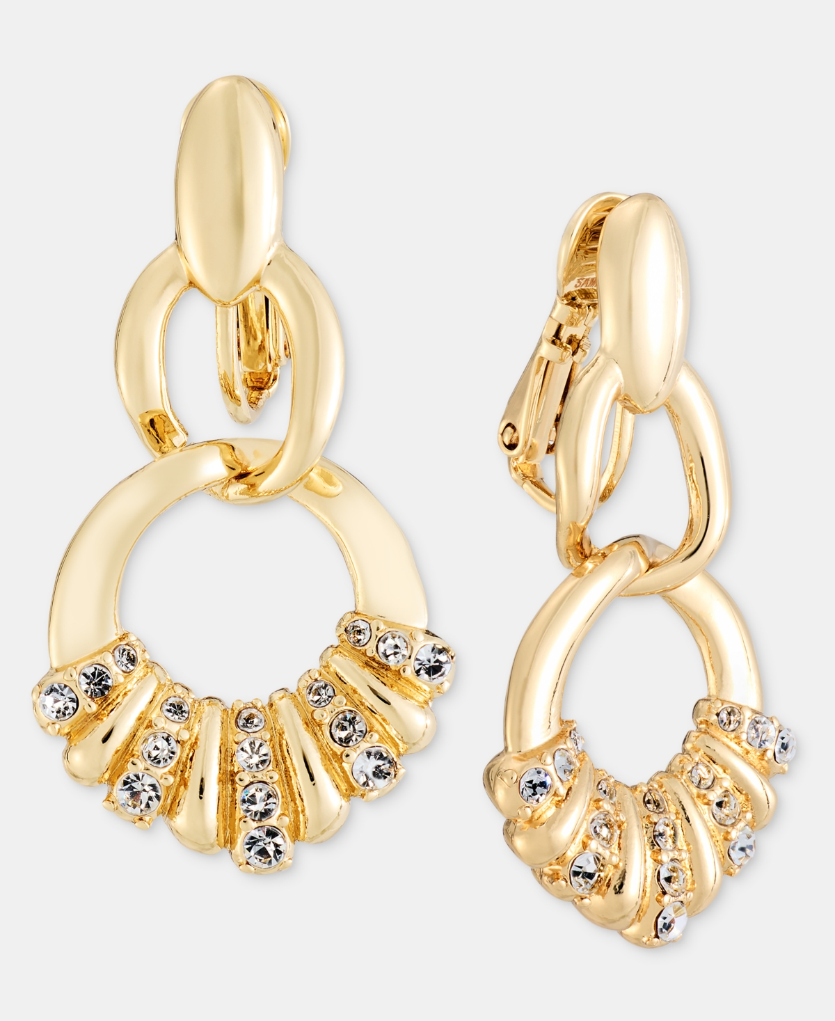 Click here for Anne Klein Pave Open Link Clip-On Drop Earrings -... prices