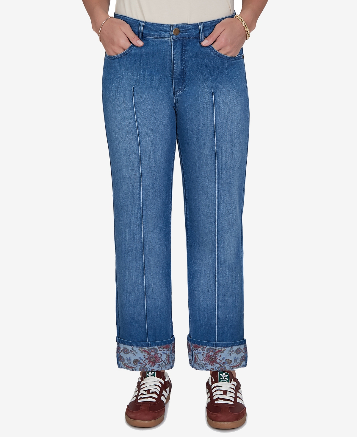 Click here for Ruby Rd. Plus Size Floral Cuff Stretch Ankle Jean... prices