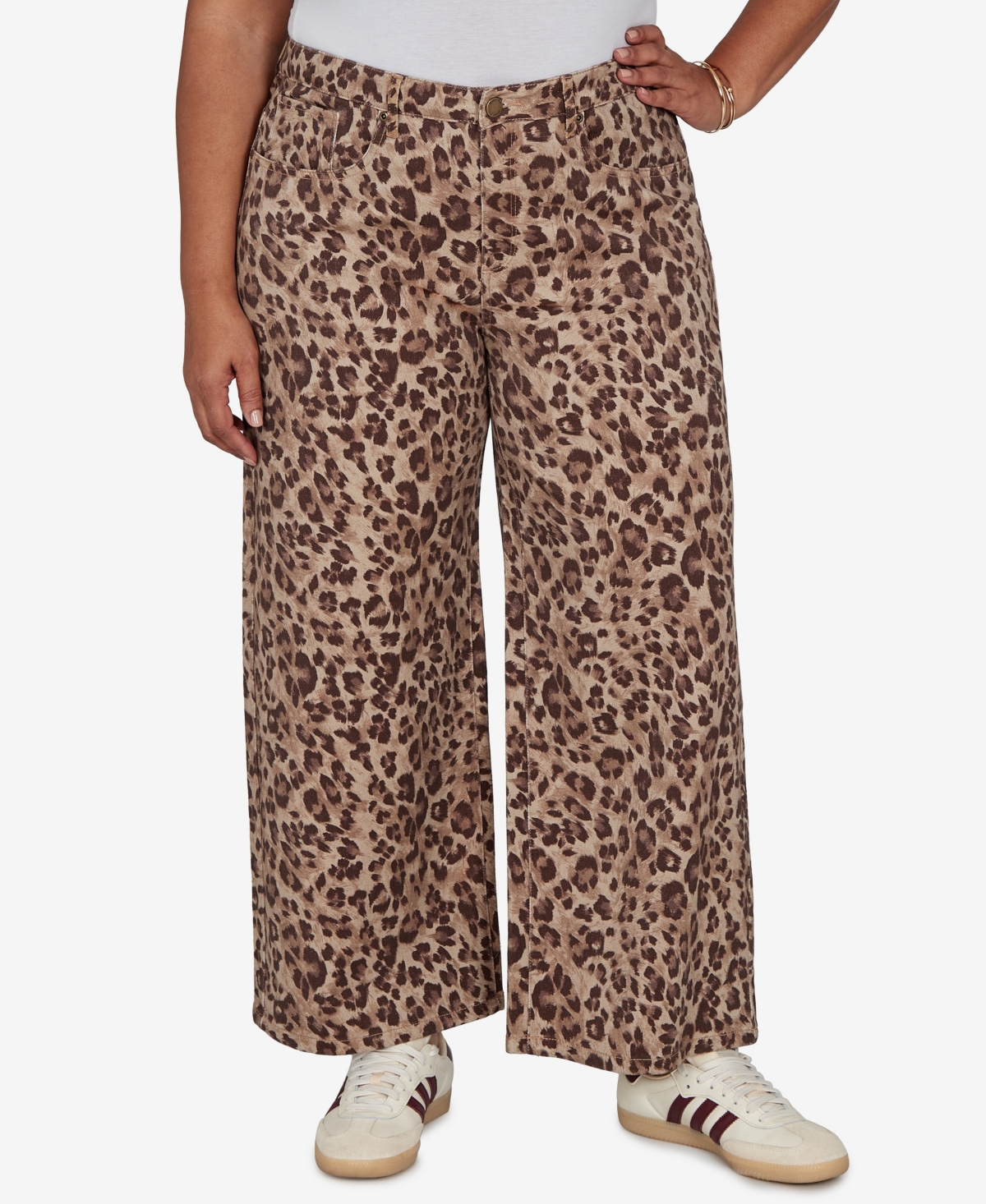 Click here for Ruby Rd. Plus Size Cheetah Print Wide Leg Jean - D... prices
