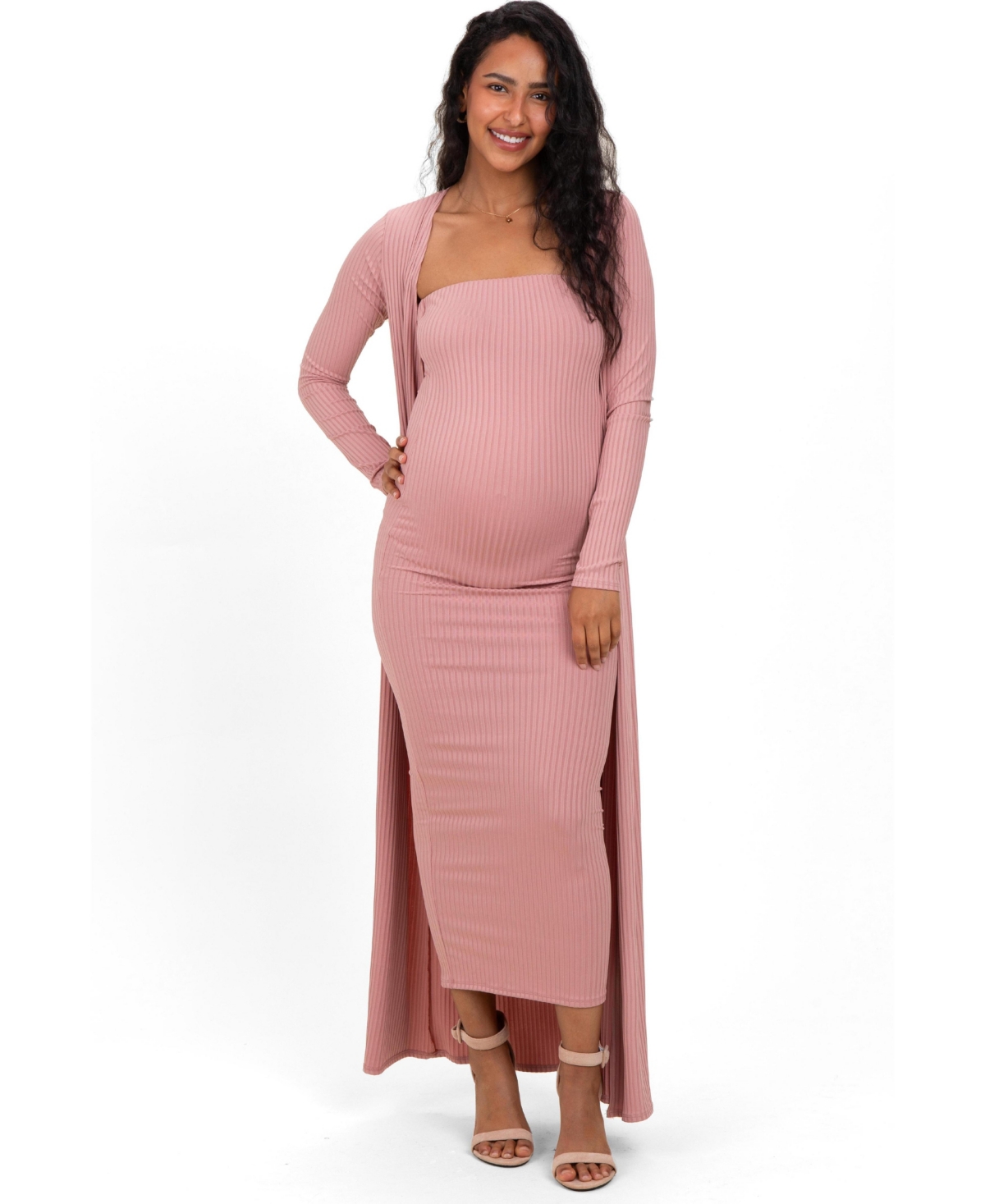 Click here for Pinkblush Womens Mauve Ribbed Sleeveless Dress Car... prices