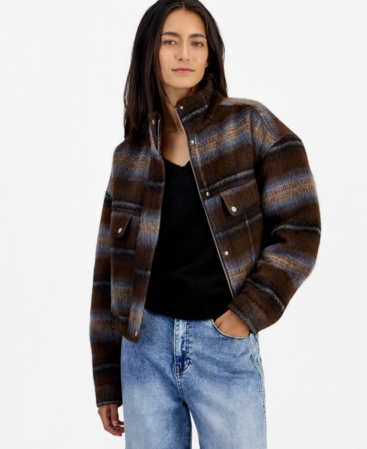 Click here for And Now This Womens Plaid Corduroy Bomber Jacket... prices