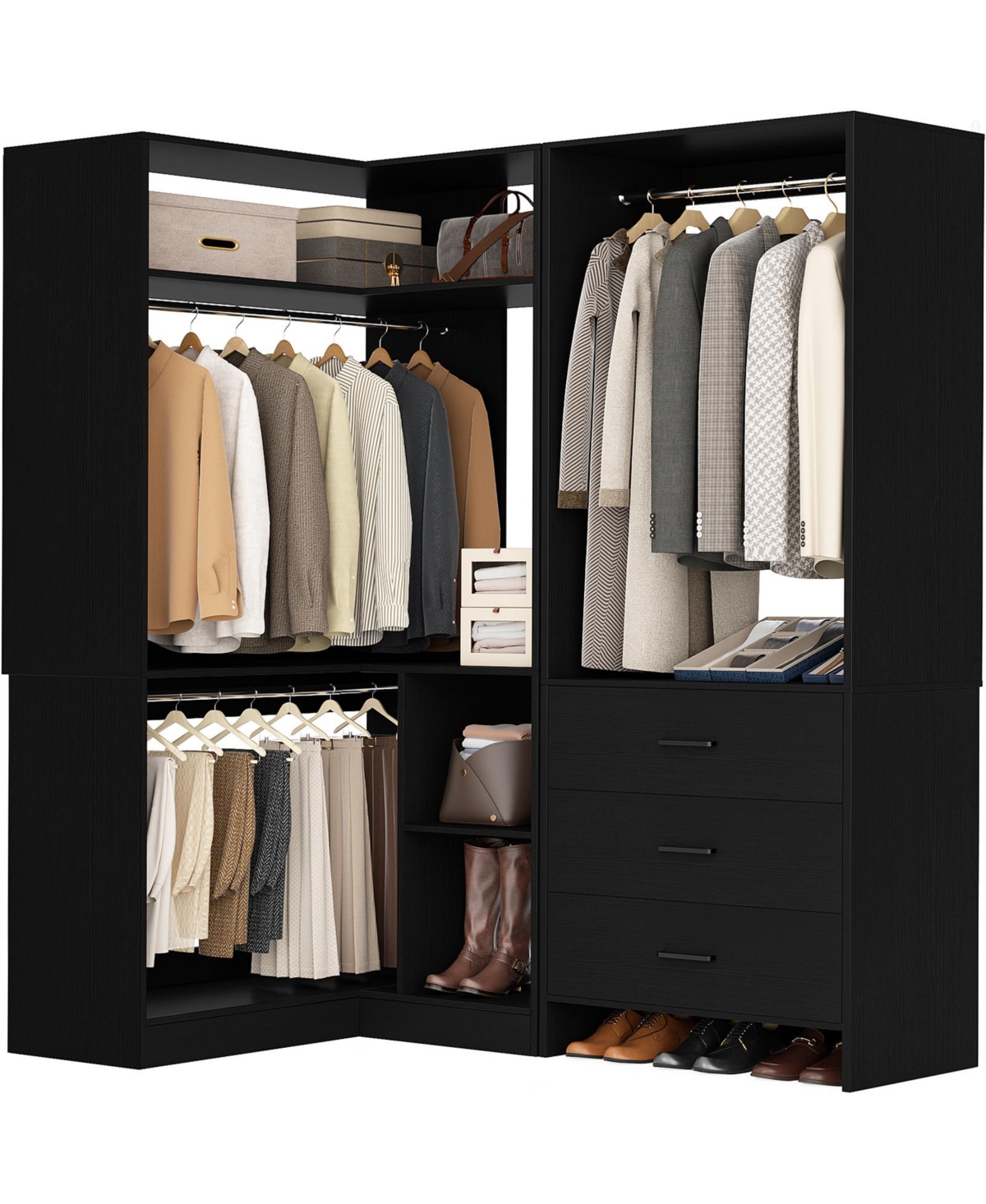 Click here for Aheaplus 57-In Corner Closet System Set with Wood... prices