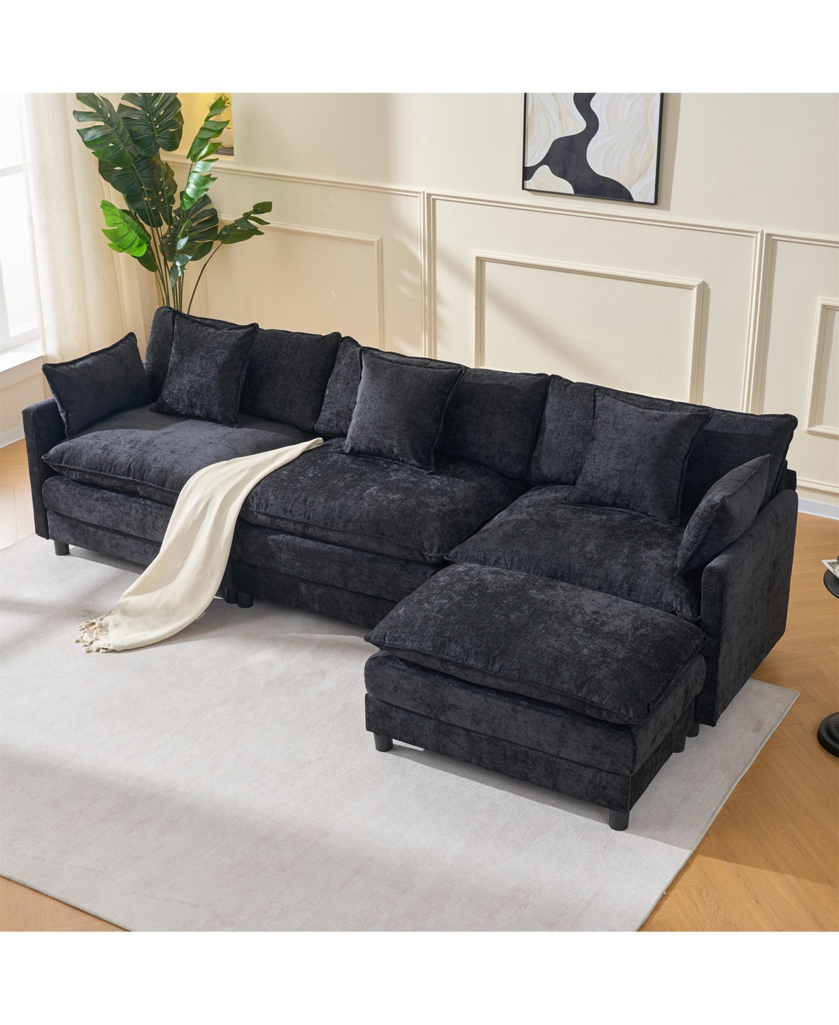 Click here for Clihome 108 L-Shaped Modular Chenille Sofa with Ot... prices
