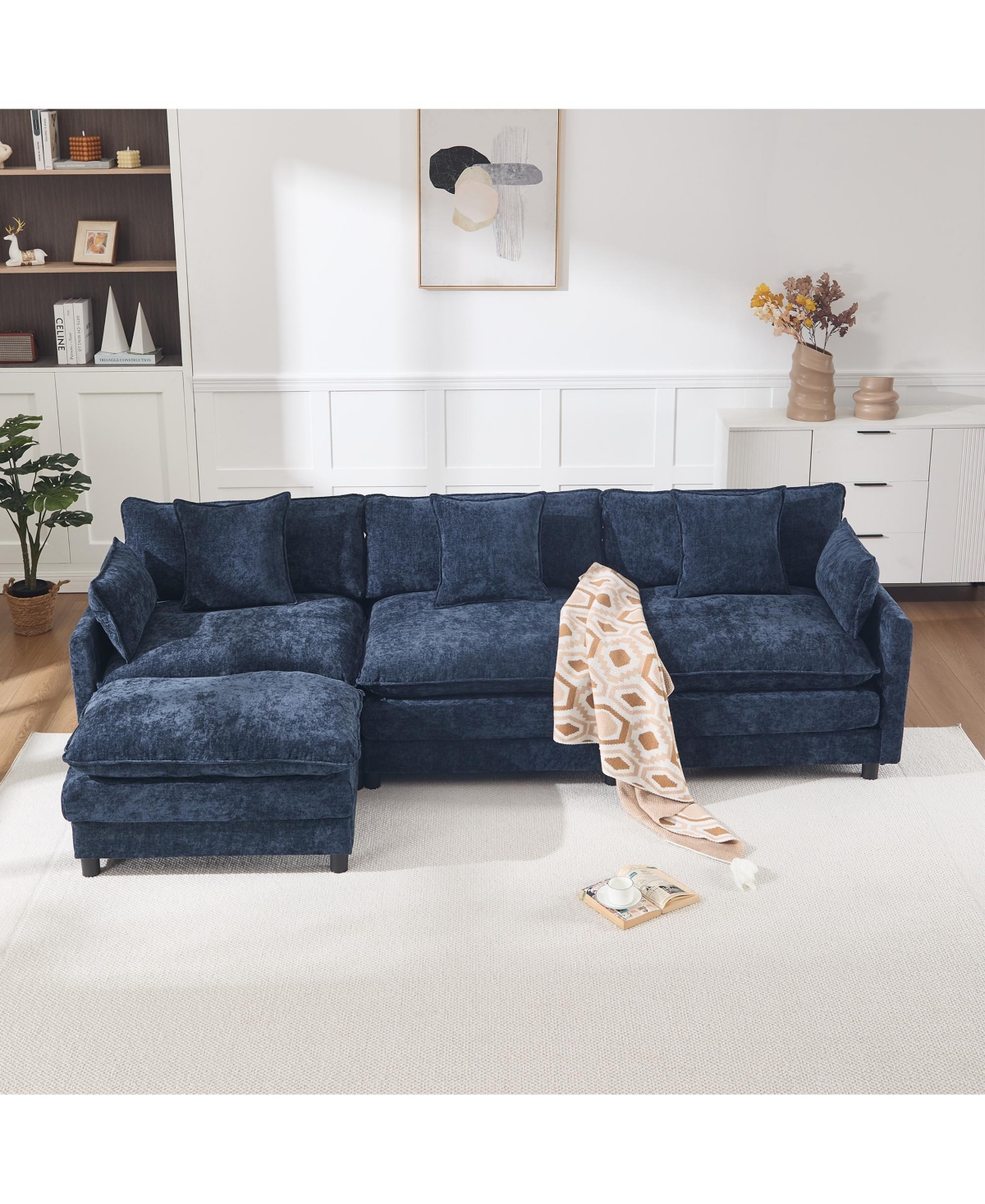 Click here for Clihome 108 L-Shaped Modular Chenille Sofa with Ot... prices