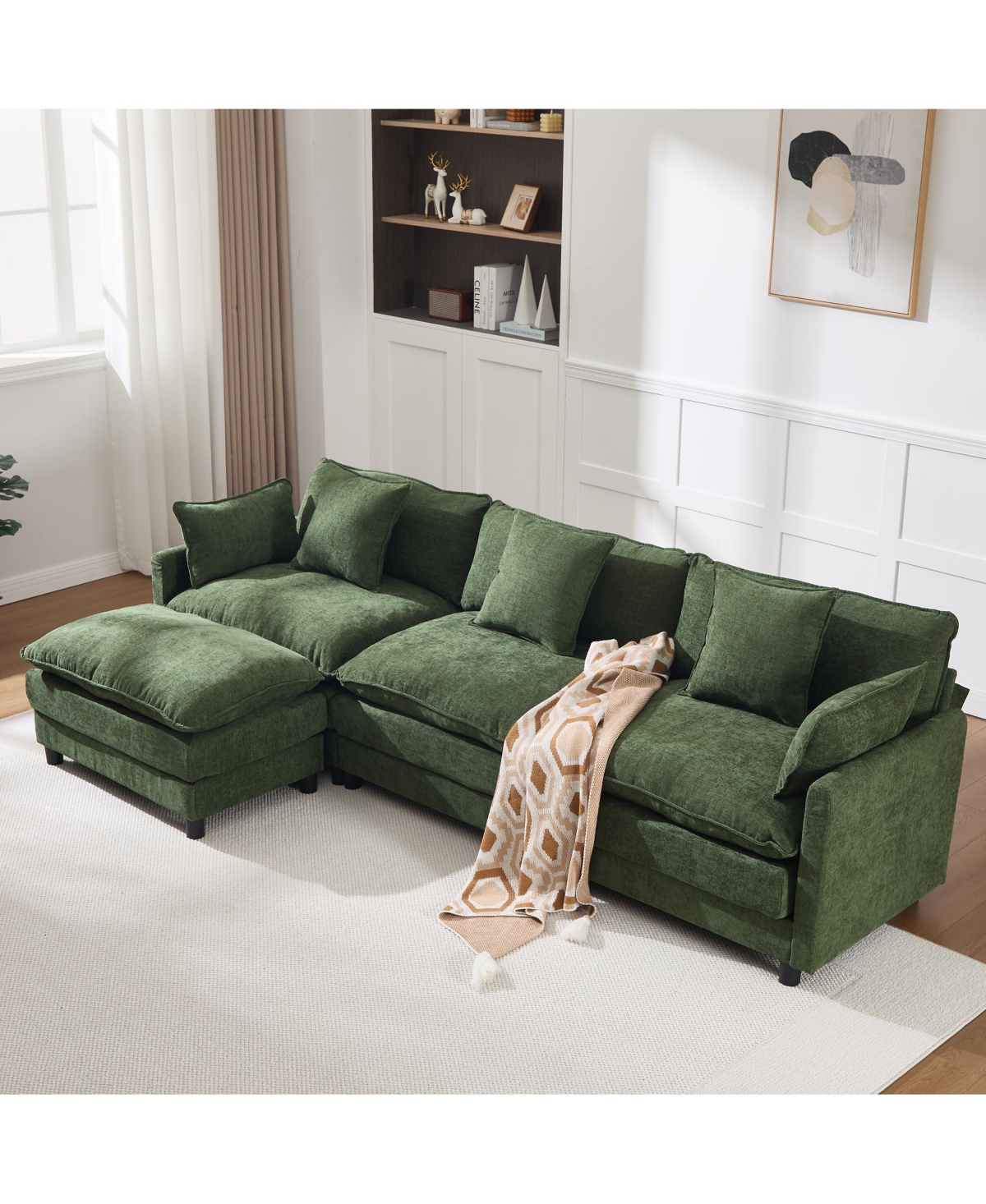 Click here for Clihome 108 L-Shaped Modular Chenille Sofa with Ot... prices