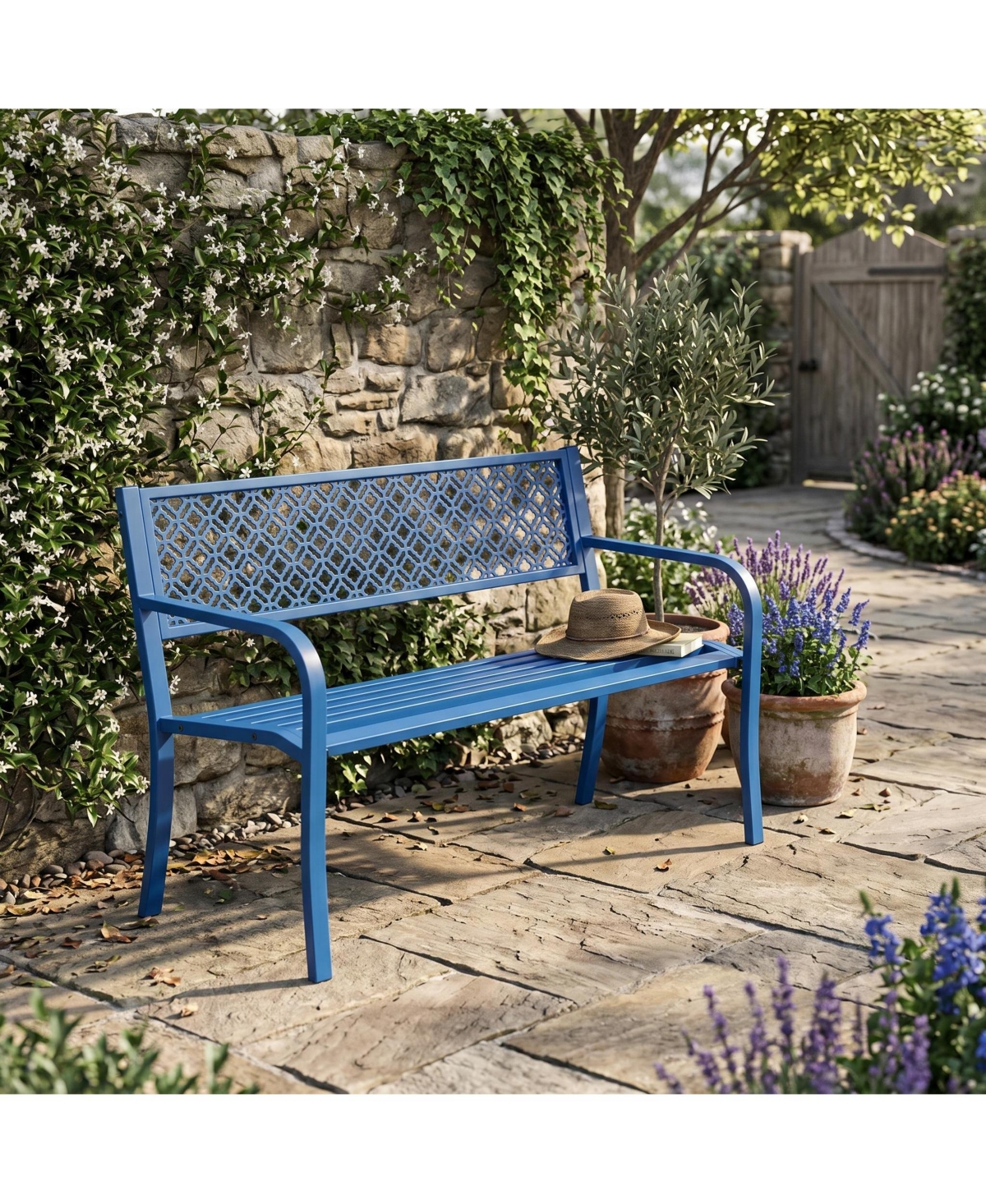 Click here for homfan 50 Heavy Duty Steel Patio Garden Bench for... prices
