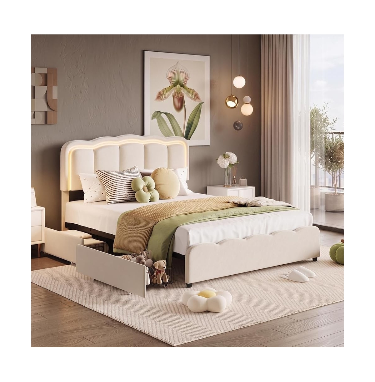 Click here for homfan Upholstered Platform Bed Frame  Full Bed Fr... prices