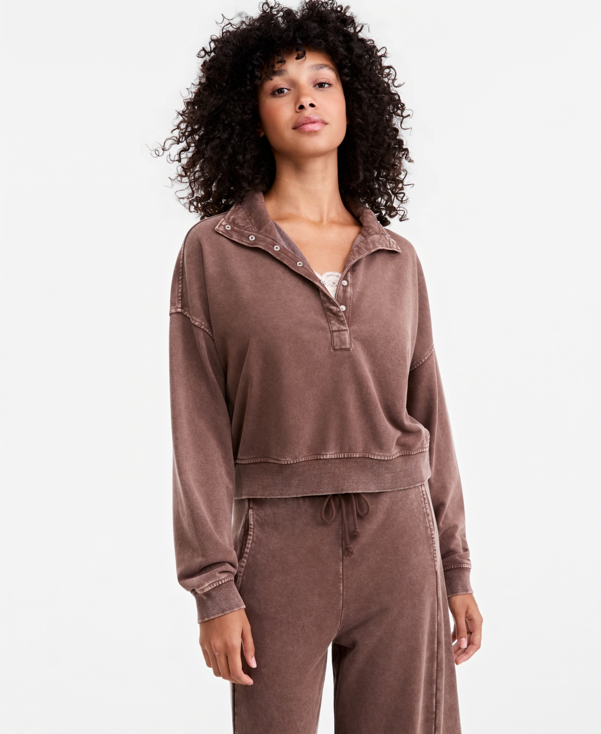 Click here for And Now This Petites French Terry Mock Neck Snap H... prices