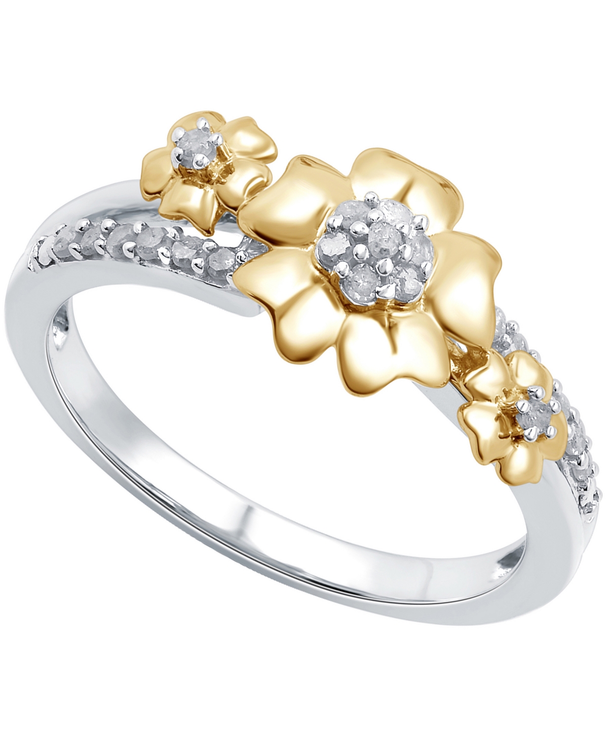Click here for Diamond Flower Ring (1/6 ct. t.w.) in Sterling Sil... prices