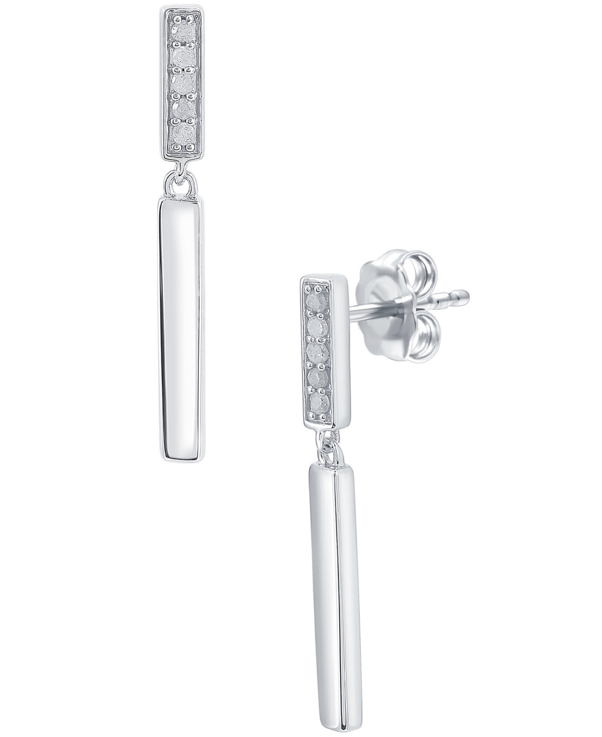Click here for Diamond Bar Drop Earrings (1/10 ct. t.w.) in Sterl... prices