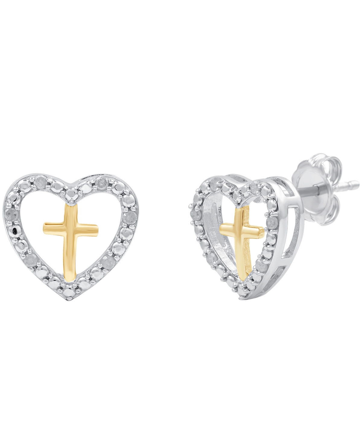 Click here for Diamond Heart & Cross Stud Earrings (1/10 ct. t.w.... prices