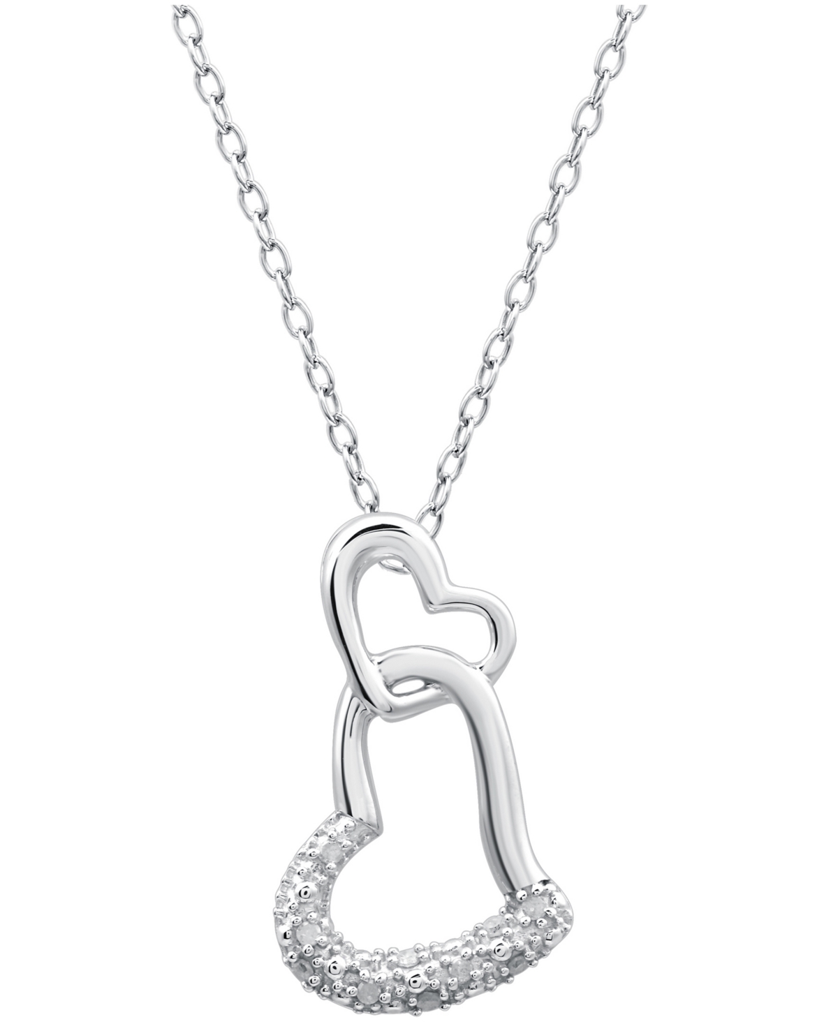Click here for Sterling Silver Diamond Double Heart Pendant Neckl... prices