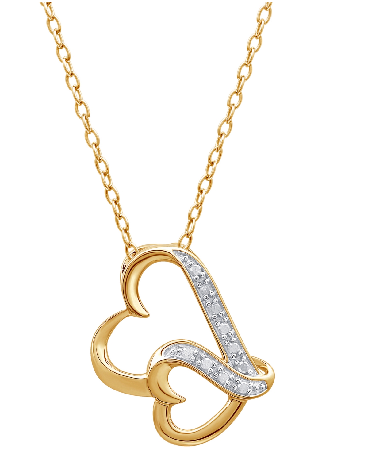 Click here for Double Wavy Heart Diamond Pendant Necklace in 18k... prices