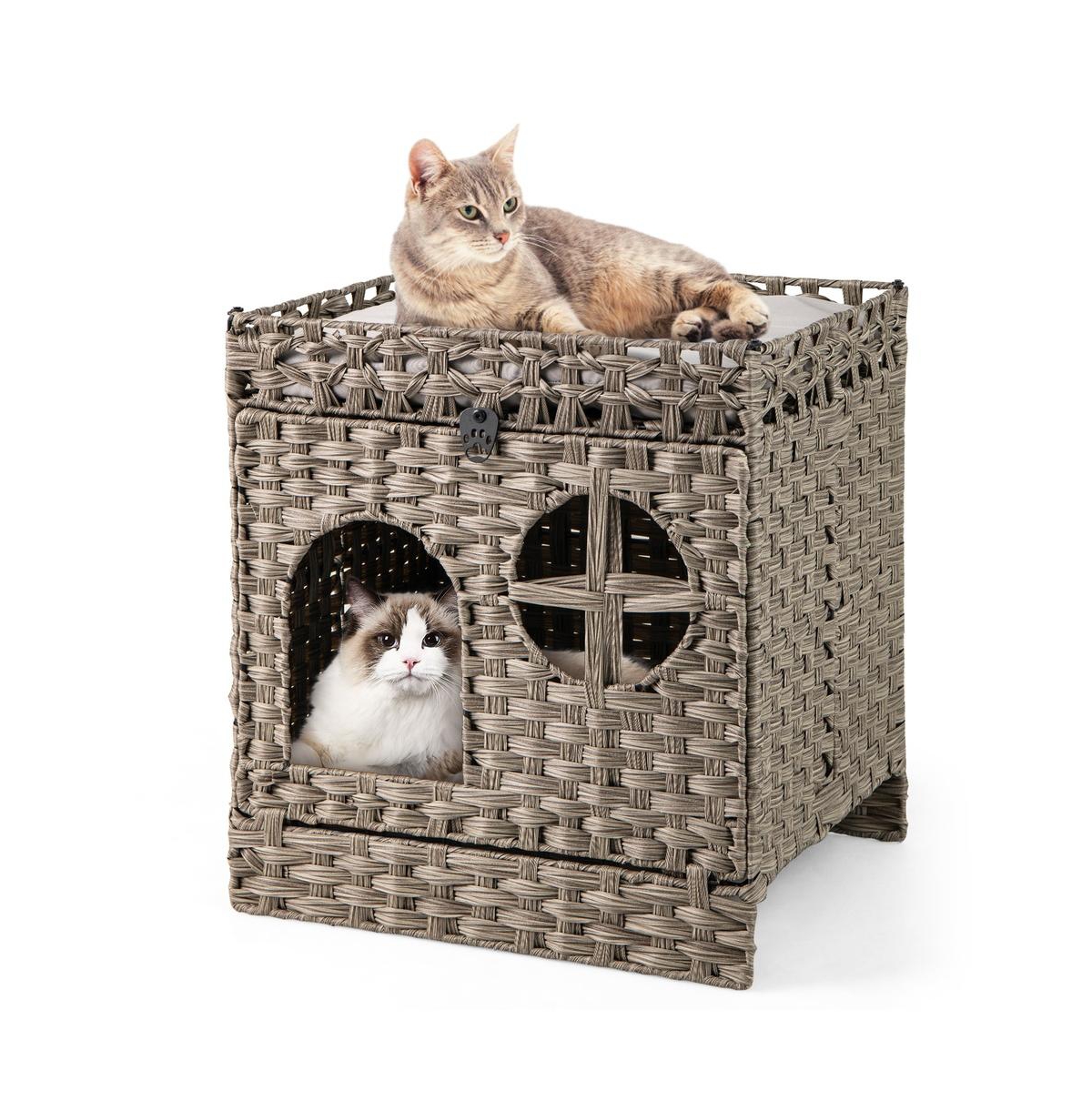 Click here for Ruie Foldable 2-Tier Rattan Cat Litter Box Enclosu... prices