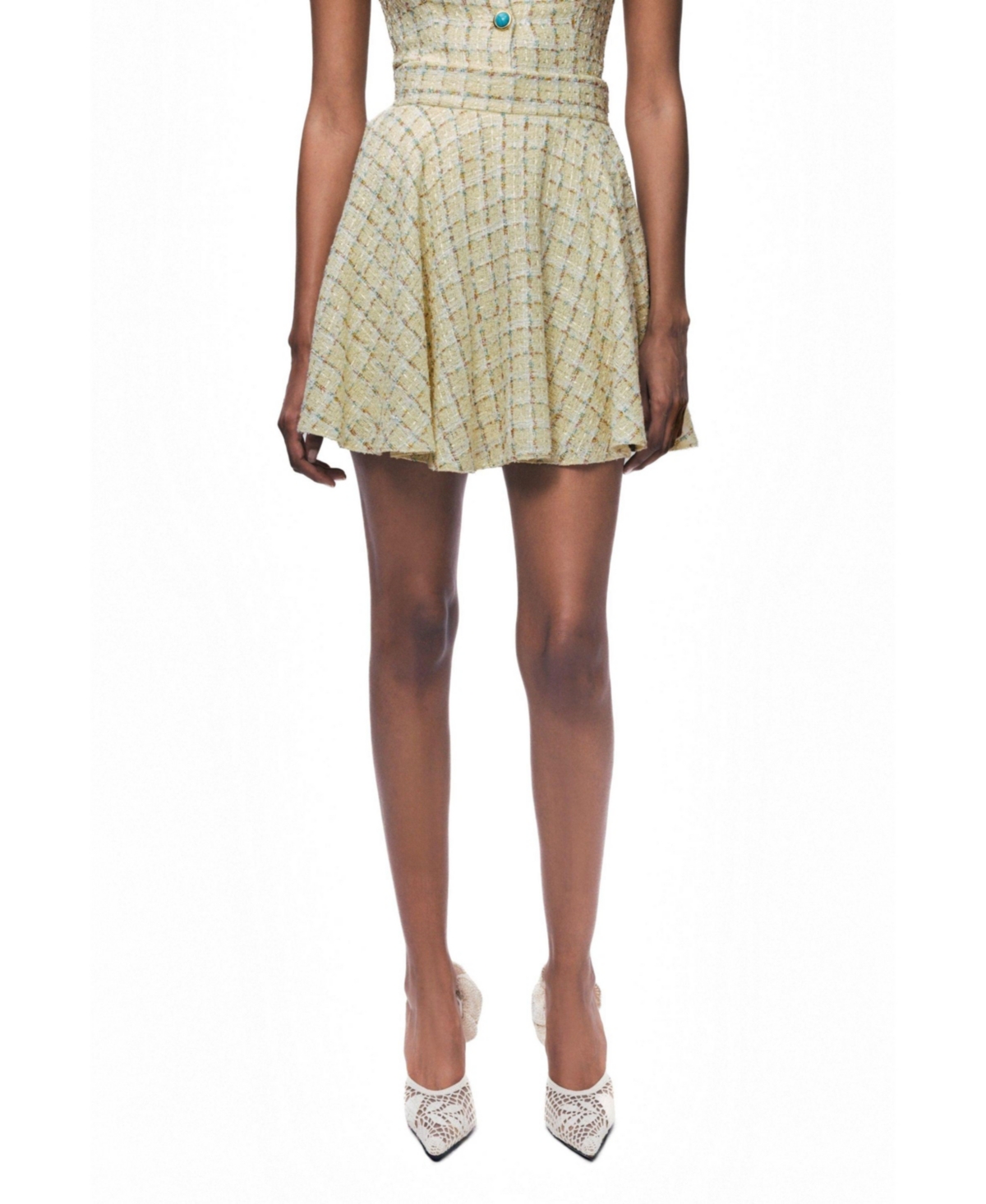 Click here for Nocturne Womens Ruffle Tweed Mini Skirt - Multi-co... prices