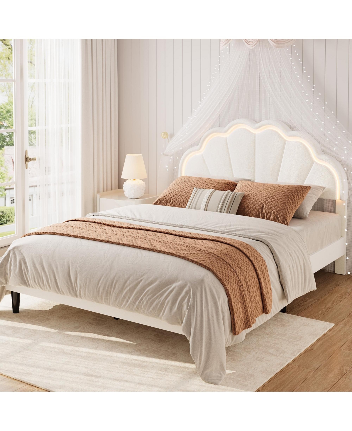 Click here for homfan Velvet Platform Bed Frame with Adjustable S... prices